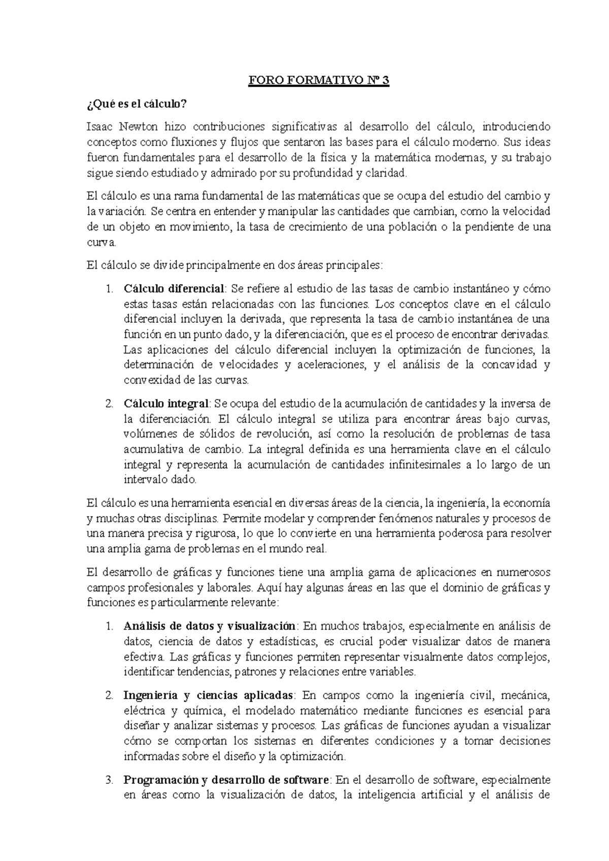 Foro Formativo Nº 3 Apuntes Foro Formativo Nº 3 ¿qué Es El Cálculo