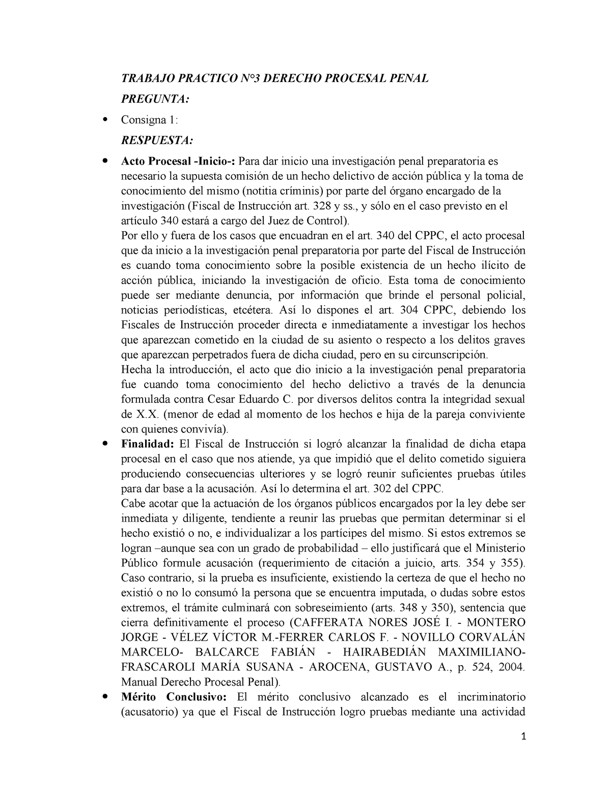 Tp3 Procesal Penal 80 Trabajo Practico N°3 Derecho Procesal Penal