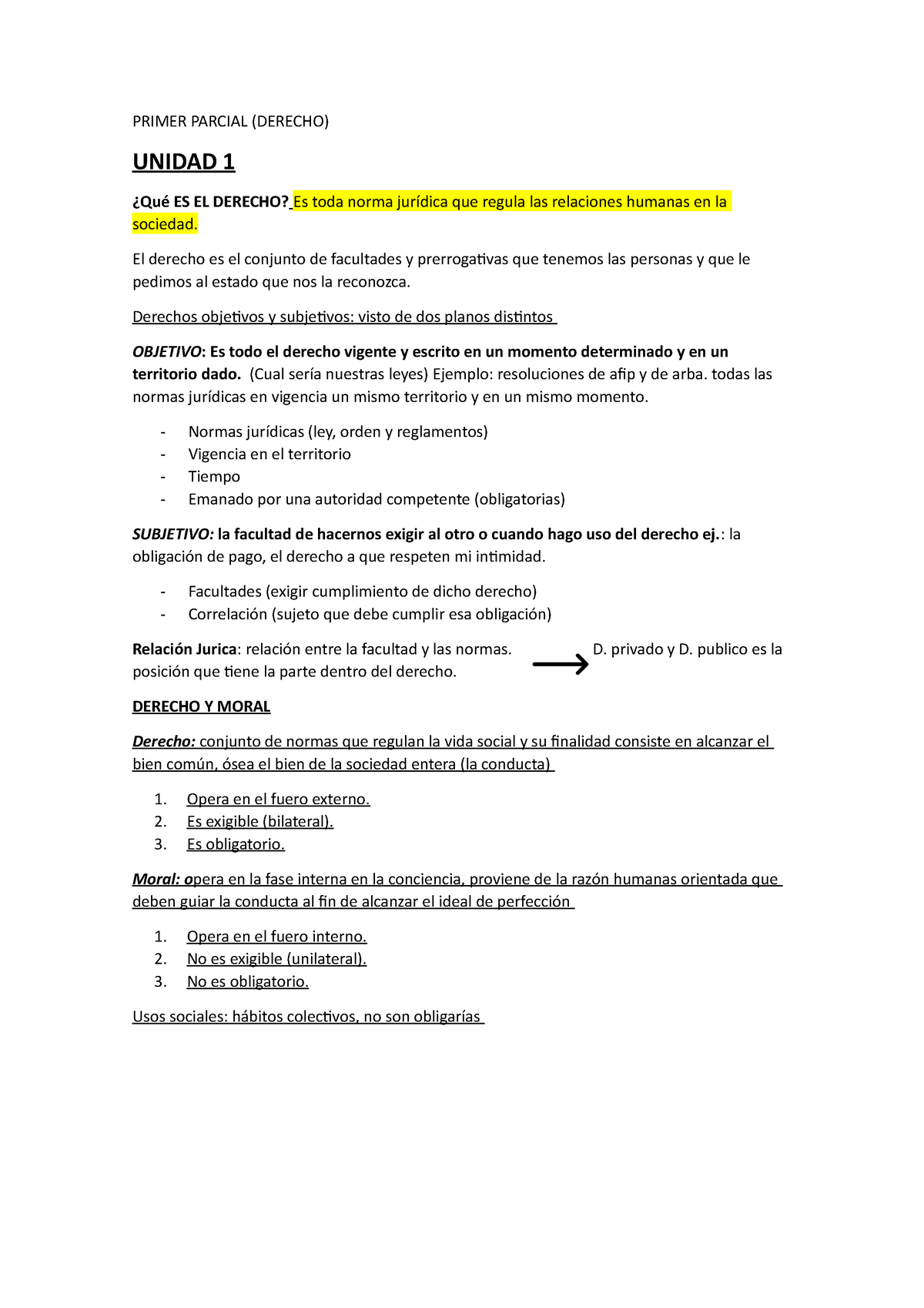 Primer Parcial Derecho Primer Parcial Derecho Unidad 1 ¿qué Es El