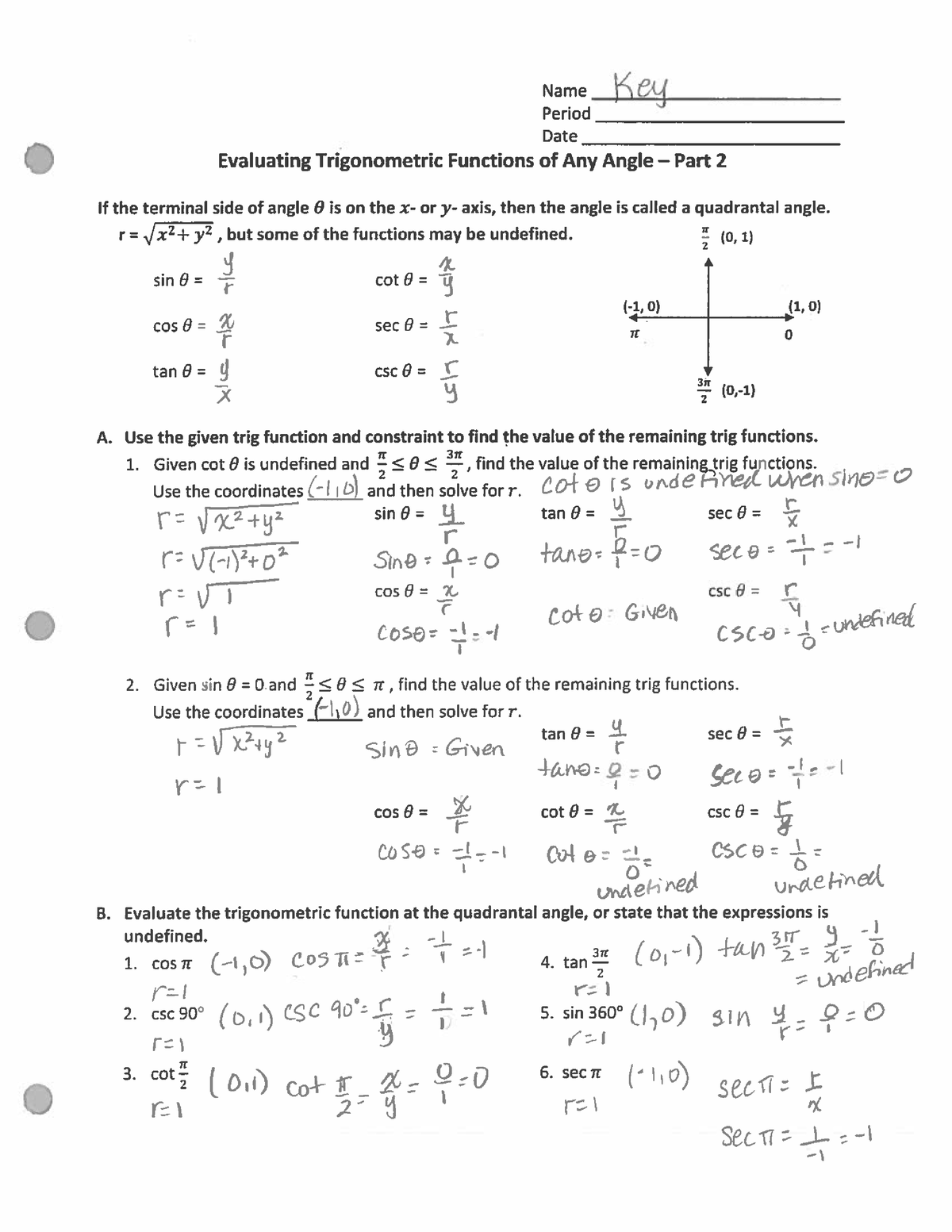 Evaluatingtrigfunctionsofanyangle Part2 Mth 121 Studocu