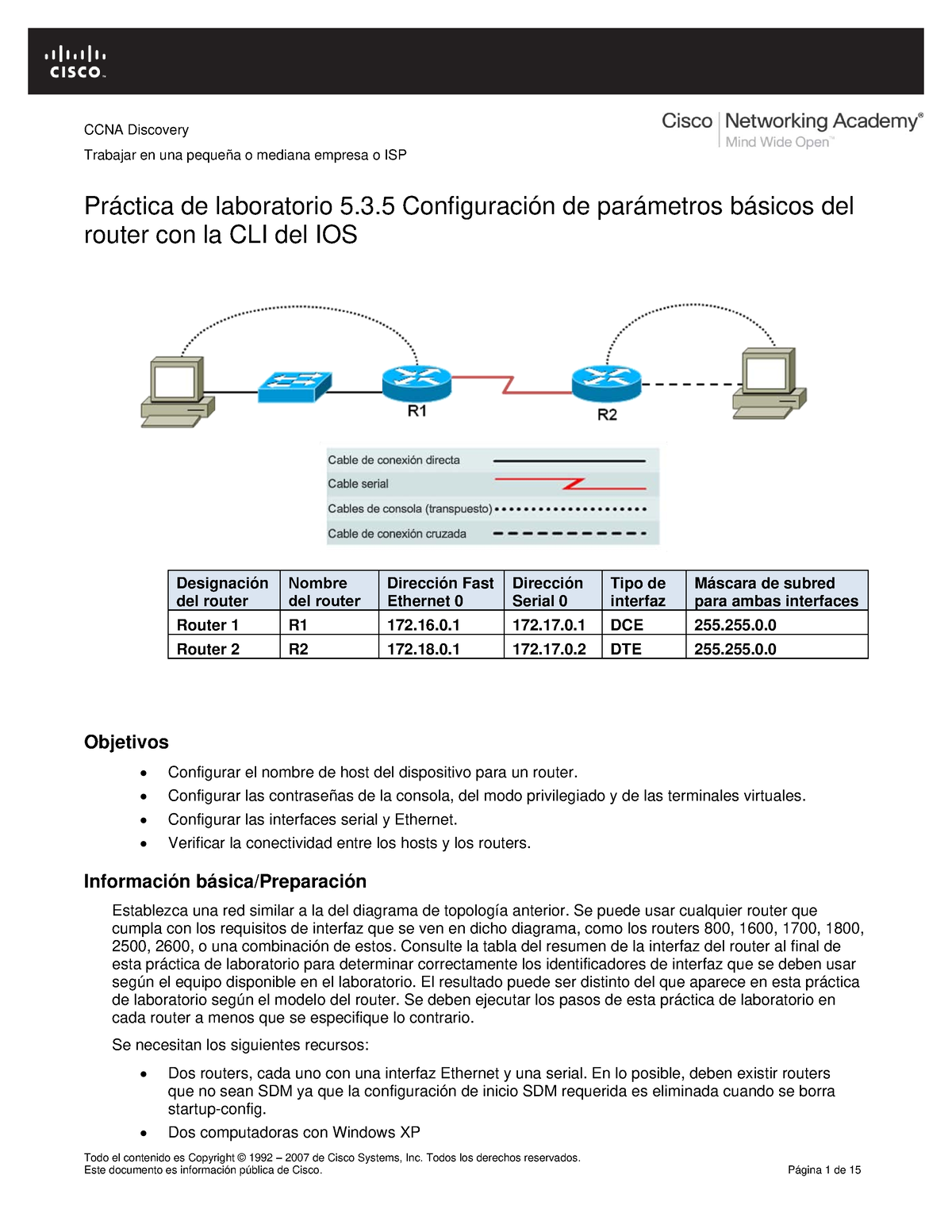 Practica Configuracion Basica Router Todo El Contenido Es Copyright