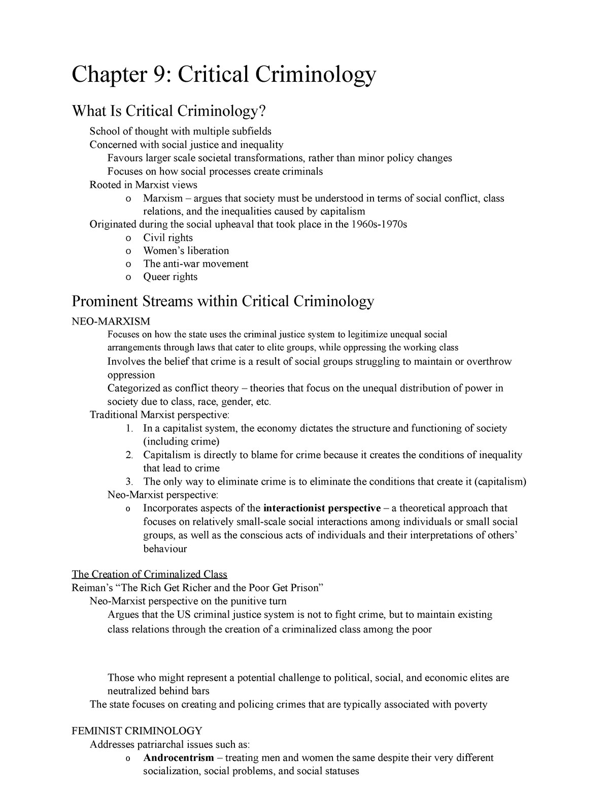 Critical Criminology Chapter 9 Critical Criminology What Is Critical