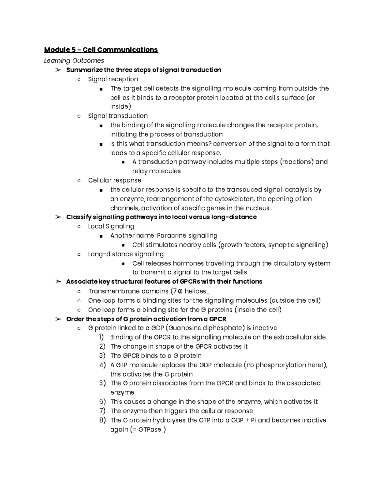 Module 5 Cell Communication Module 5 Cell Communications Learning