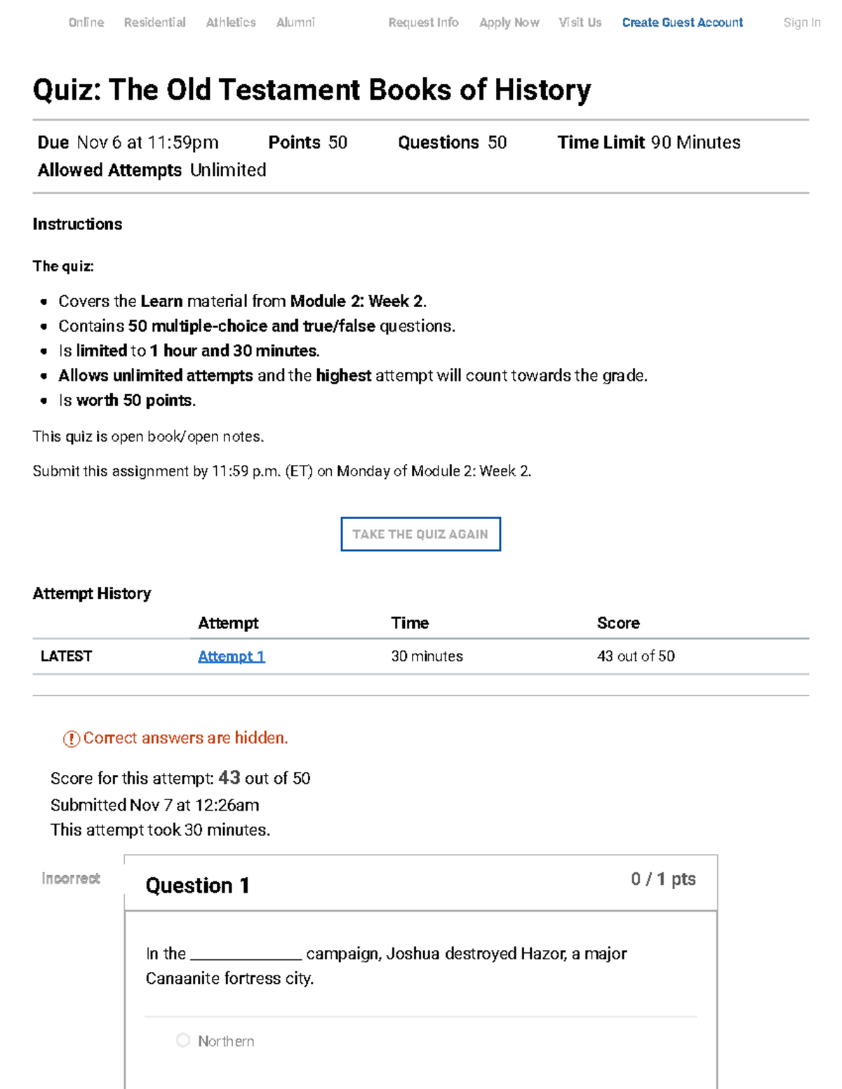 Quiz 2 The Old Testament Books Of History Bibl104 Survey Of Old And New