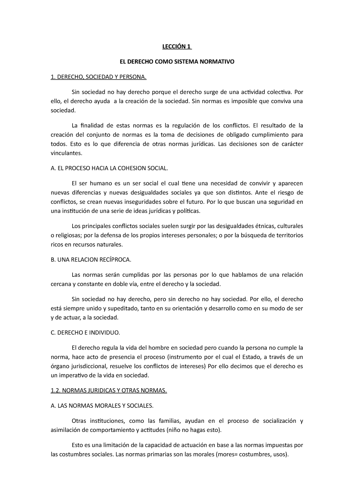 Introduccion Tema 1 Apuntes 1 LecciÓn 1 El Derecho Como Sistema