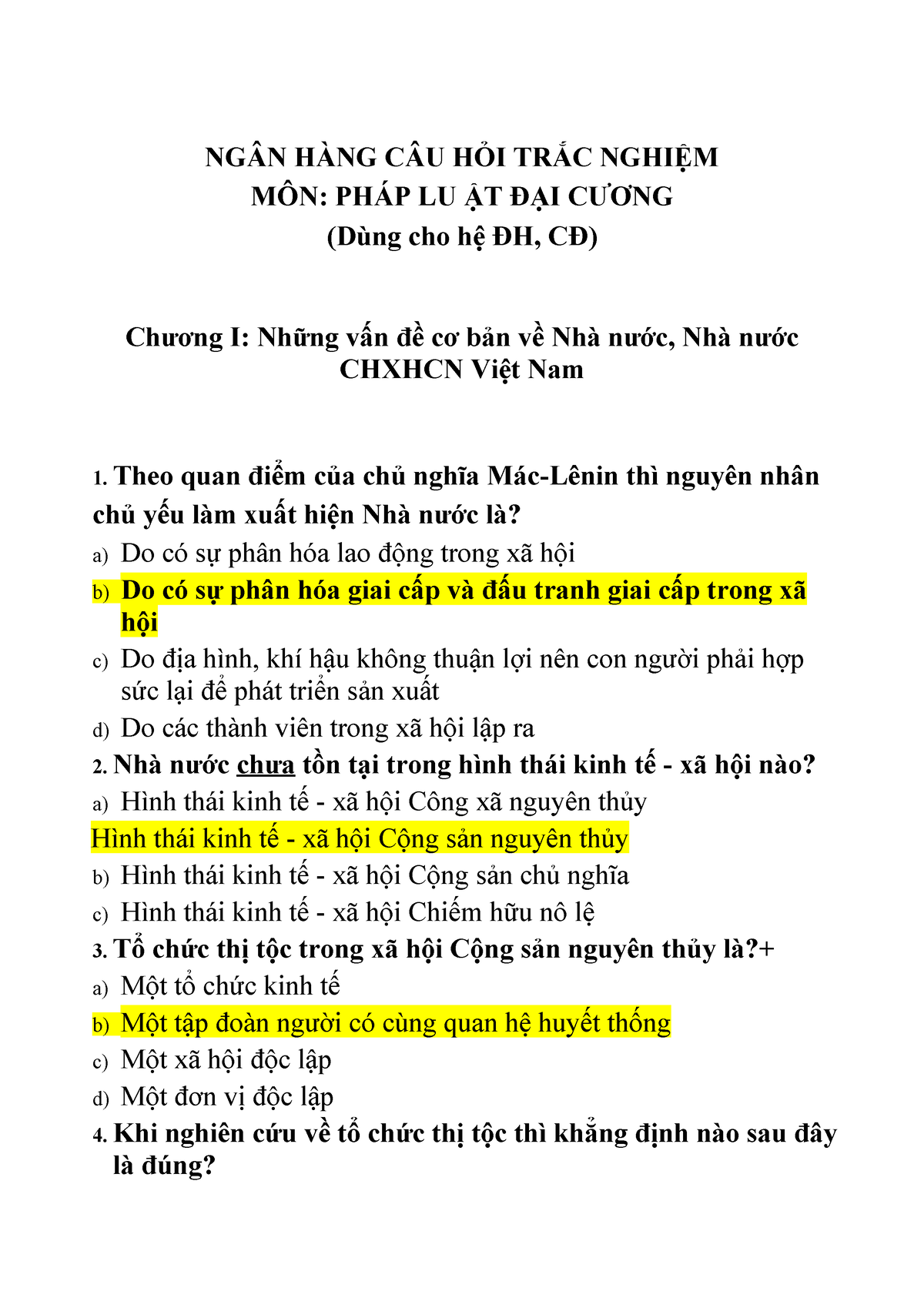 Ngan Hang Cau Hoi Pldc Ngan Hang Cau Hoi Pldc NgÂn HÀng CÂu HỎi