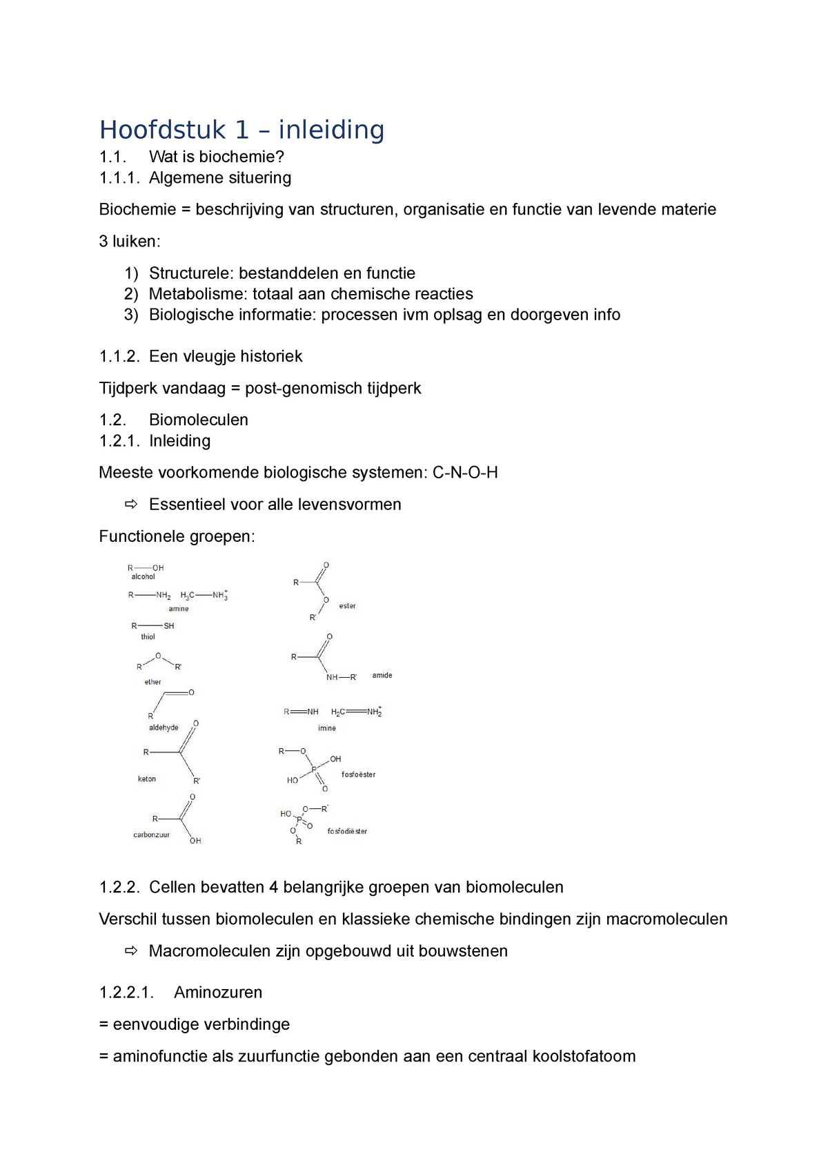 Biochemie 1 Ba Biochemie Chemie Hoofdstuk 1 Inleiding 1 Wat Is