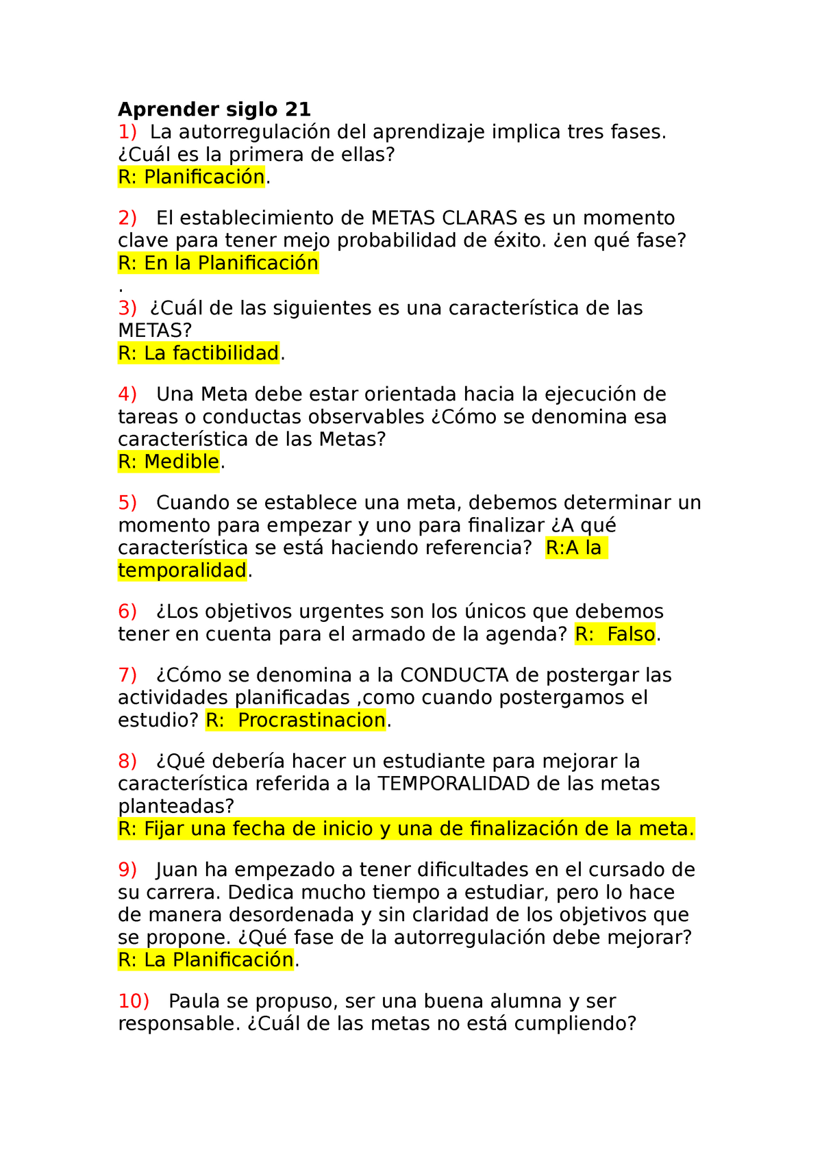 1 Parcial Aprender En La Siglo Preguntero Aprender Siglo 21 La