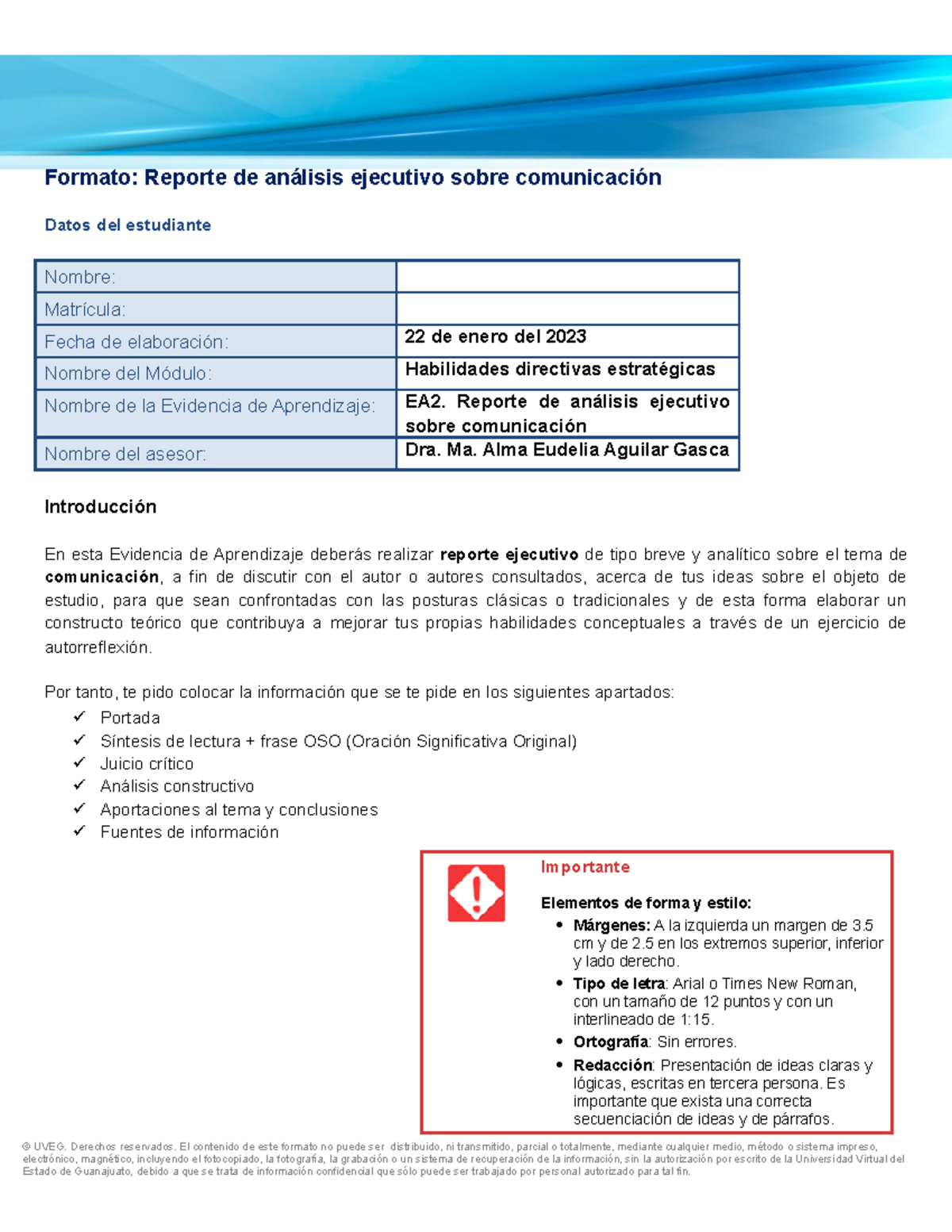 Hde Ea2 Reporte De Análisis Ejecutivo Sobre Comunicación Formato