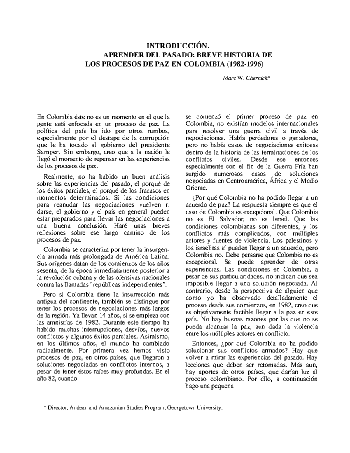 Historia De Los Procesos De Paz En Colombia IntroducciÓn Aprender