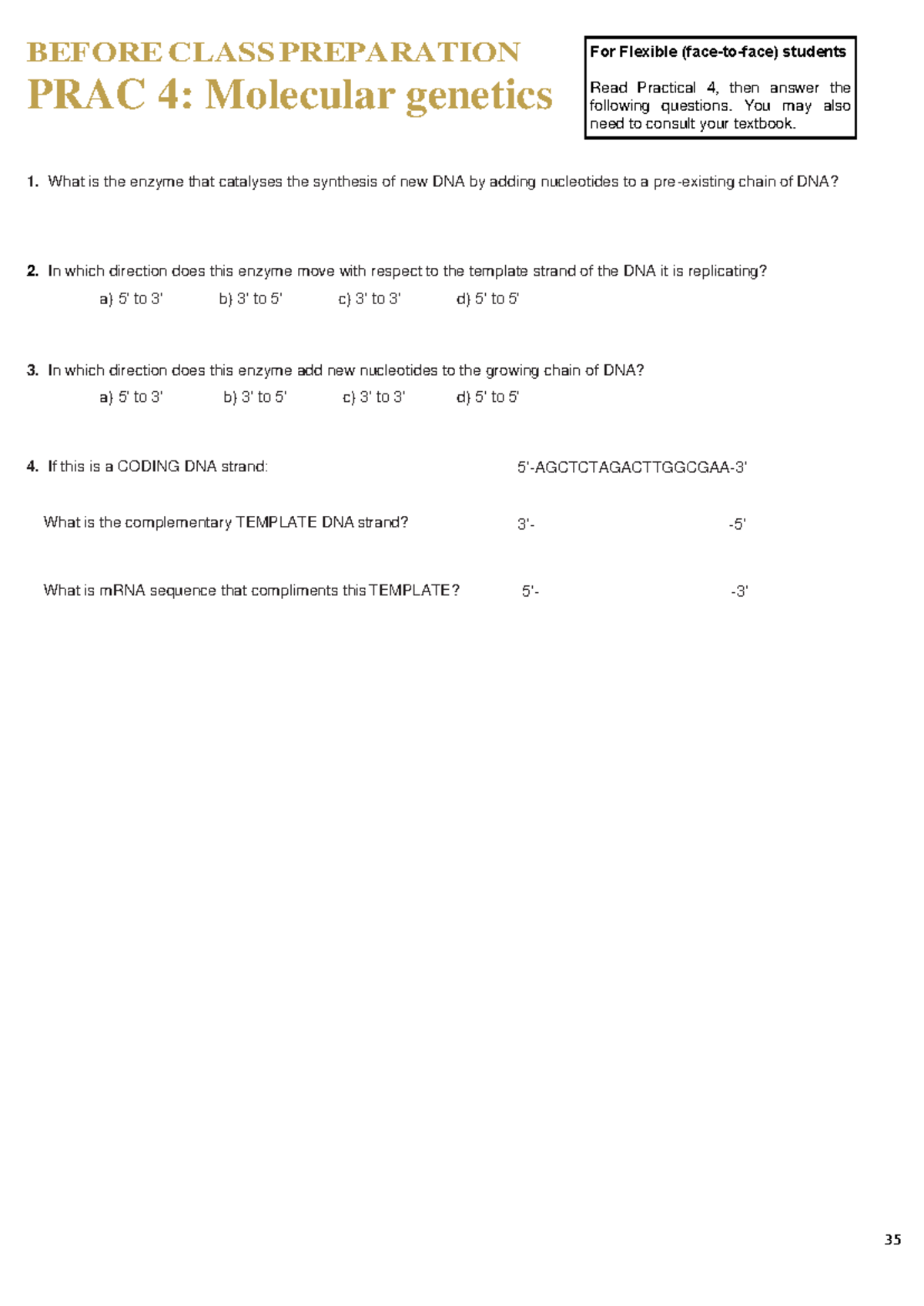 Biol1020 Flexible Practical Manual Prac 4 For Flexible Face To