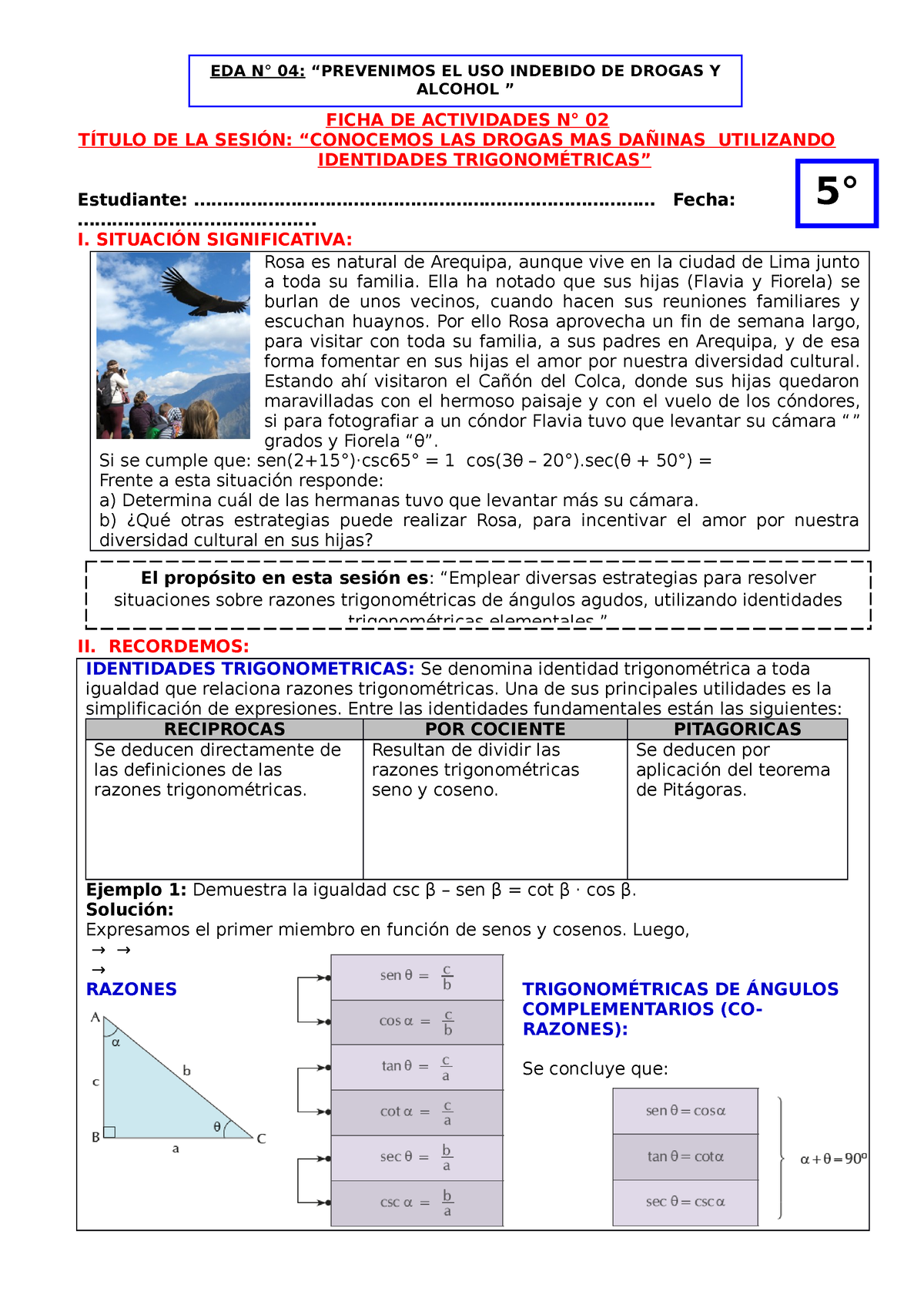 Ficha 2 5to Eda4 Ayudar Ficha De Actividades N° 02 TÍtulo De La