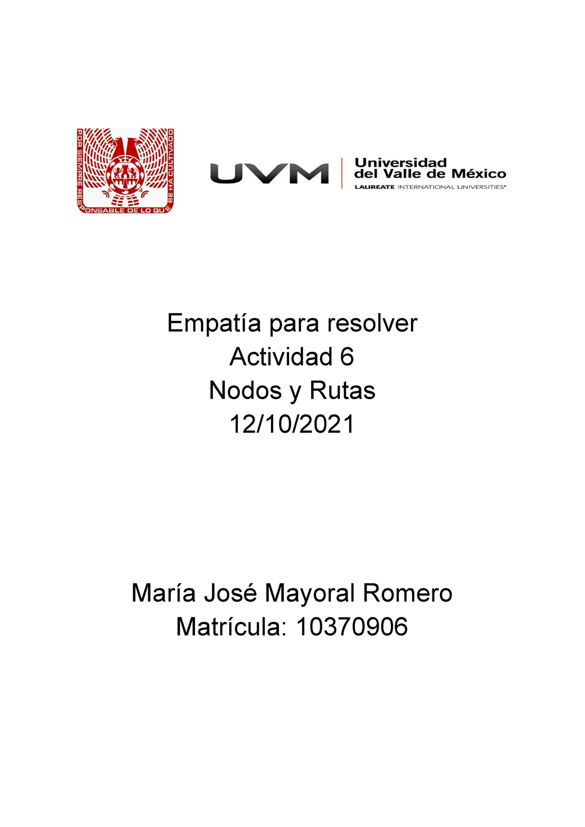 Actividad 6 Nodos Y Rutas Empatia Para Resolver Uvm Studocu