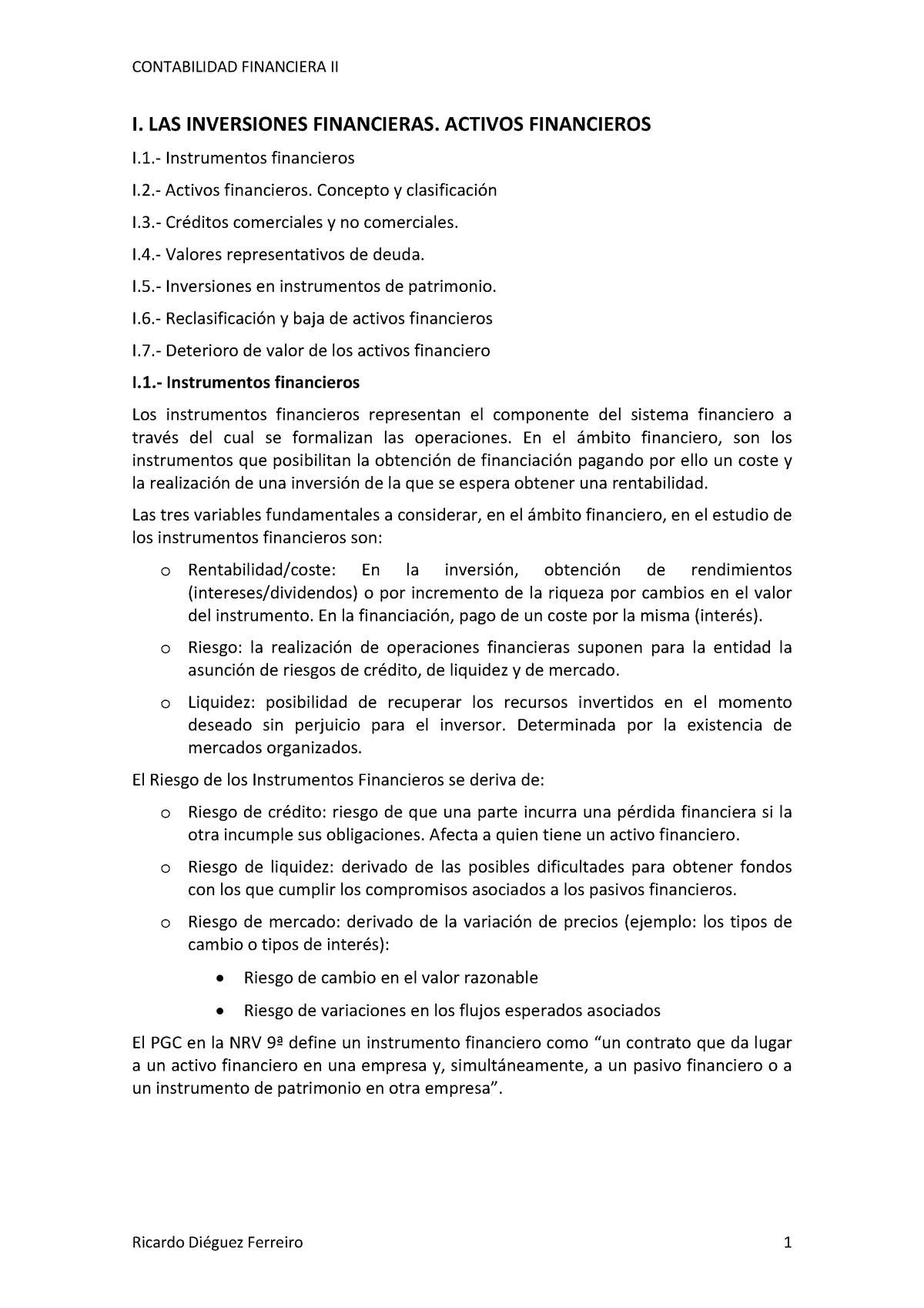 Tema I Activos Financieros 2022 23 I Las Inversiones Financieras