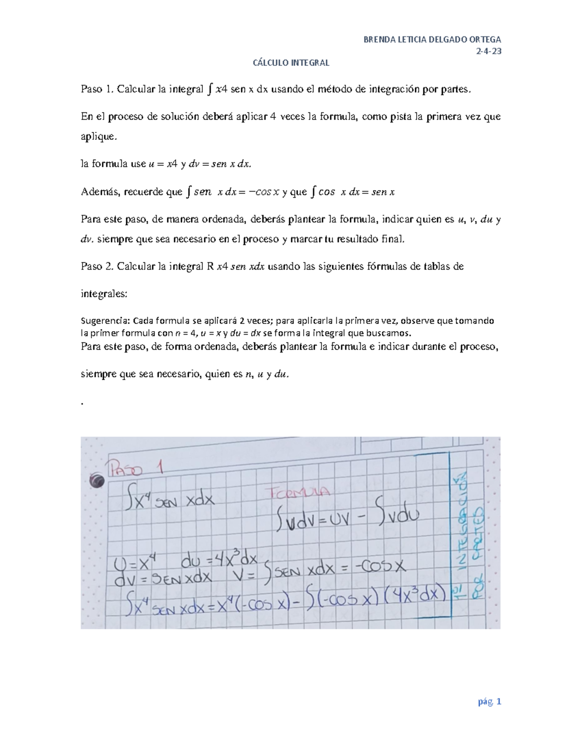 Calculo Integral Foro 2 2 4 23 CÁlculo Integral Paso 1 Calcular