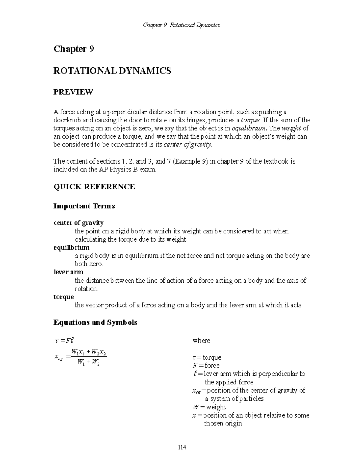 9 Rotational Dynamics For Ap Chapter 9 Rotational Dynamics Preview A