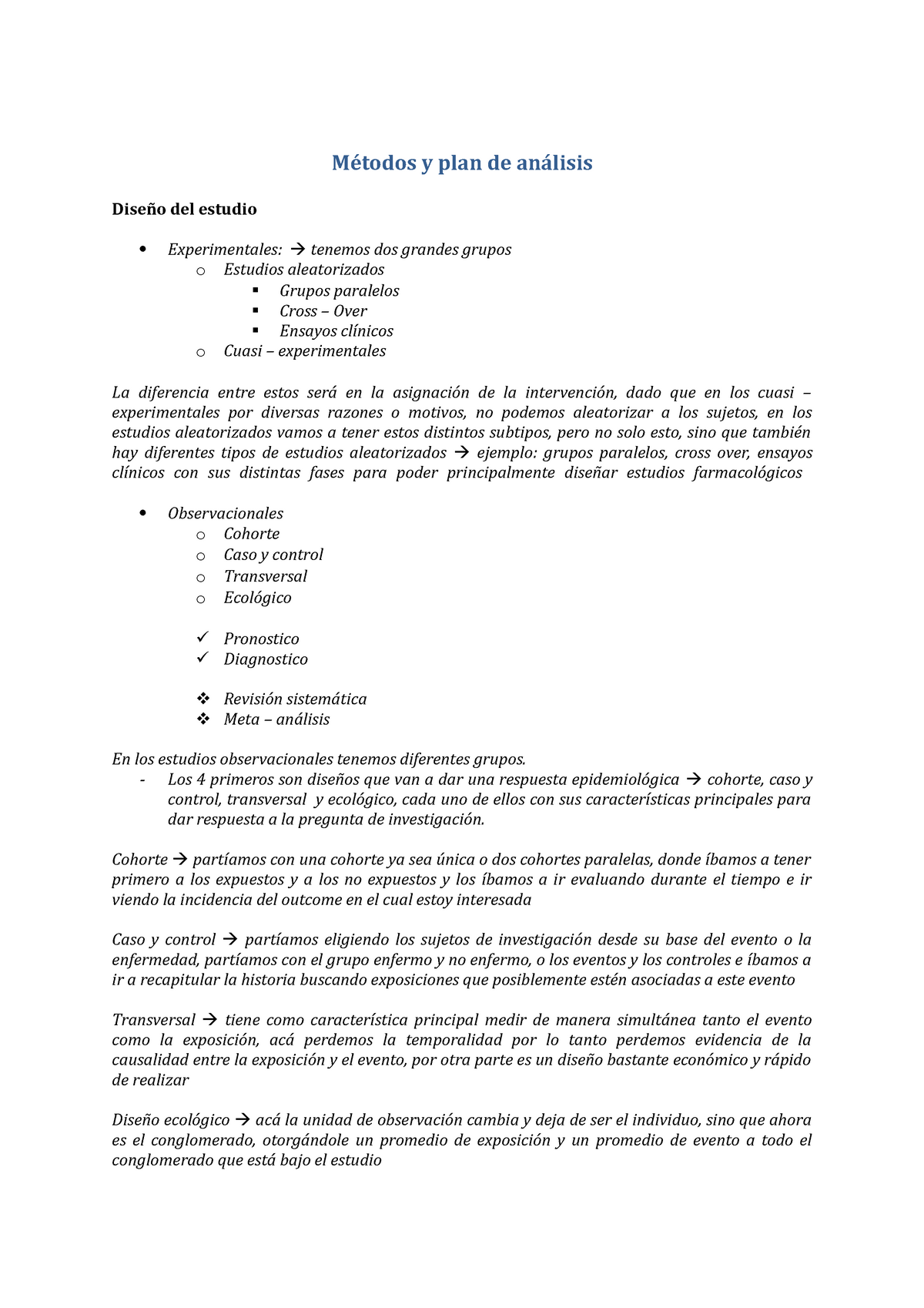 Métodos Y Plan De Análisis Clase Online Y Plan De Del Estudio