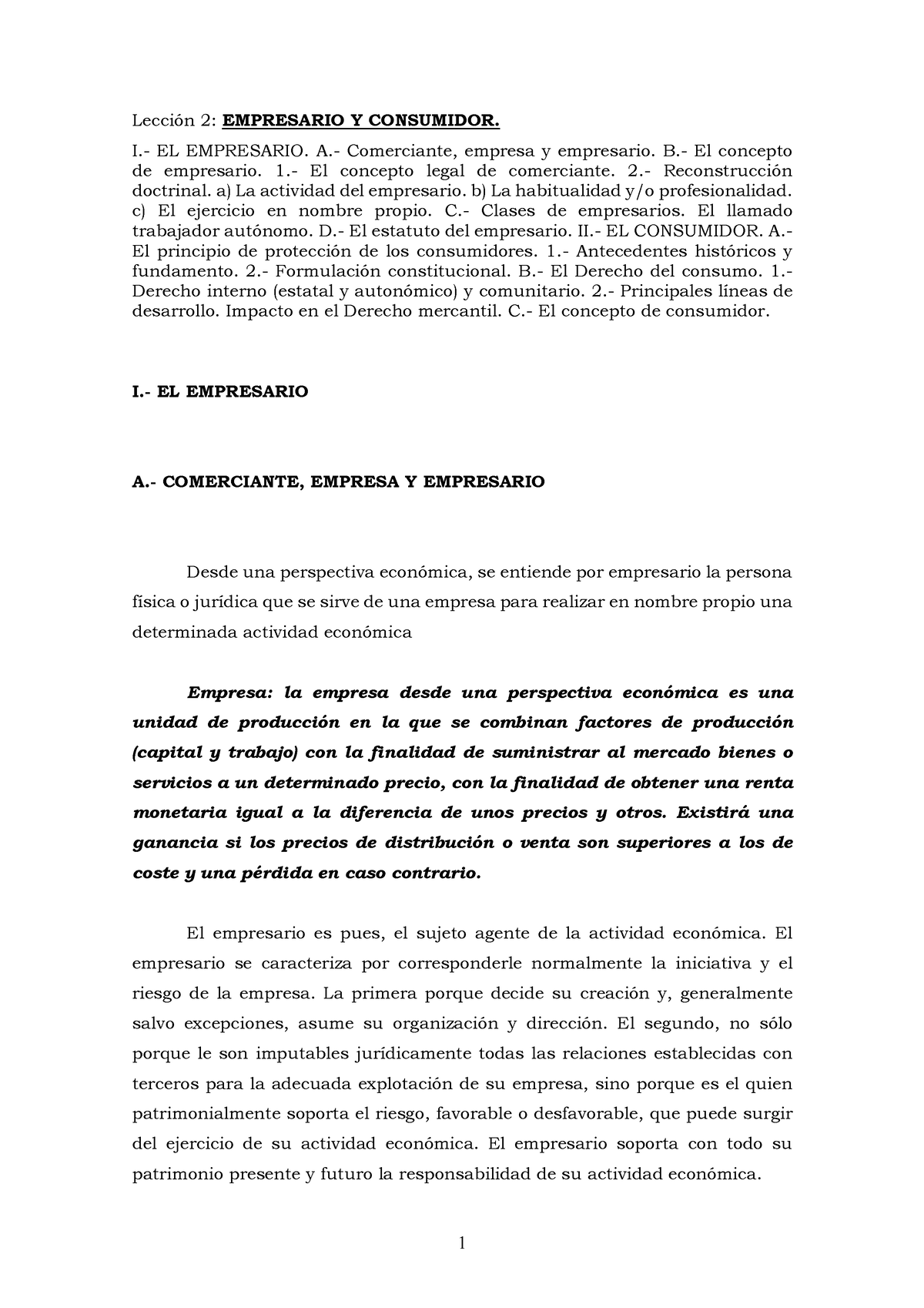 Copia De Tema 2 El Empresario Y El Consumidor Lección 2 Empresario