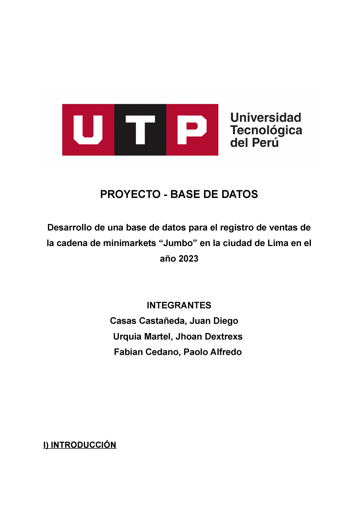 Proyecto Base De Datos Proyecto Base De Datos Desarrollo De Una