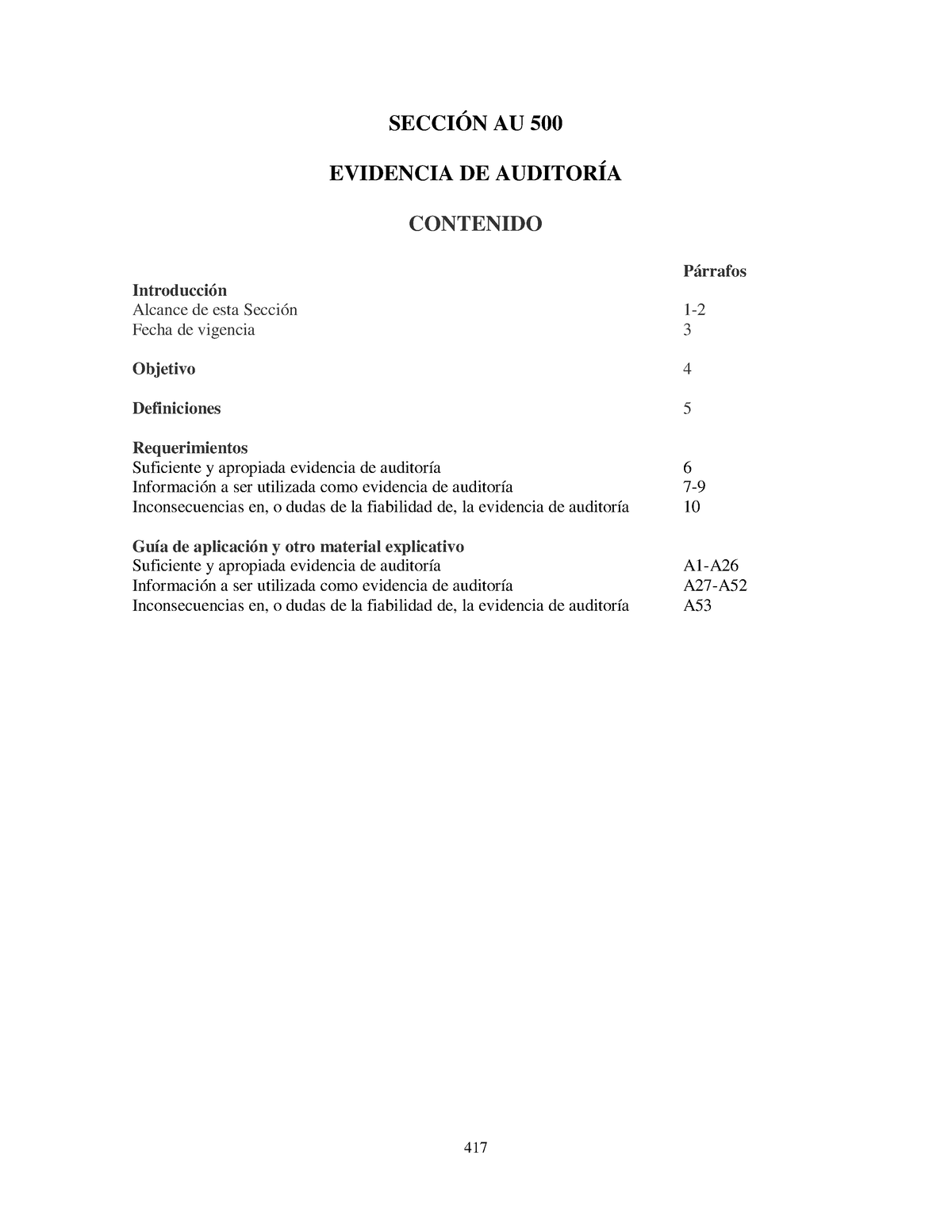 Au500 SecciÓn Au 500 Evidencia De AuditorÍa Contenido Párrafos