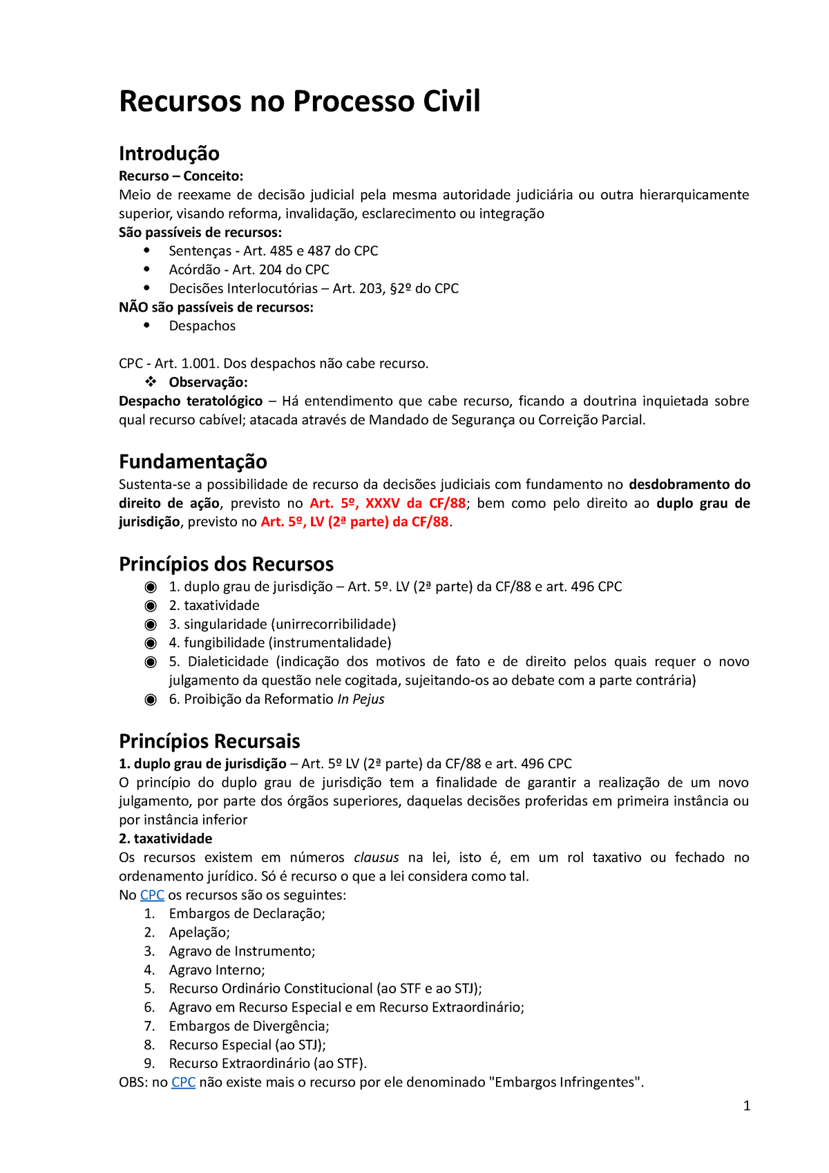 Recursos No Processo Civil Recursos No Processo Civil Introdução