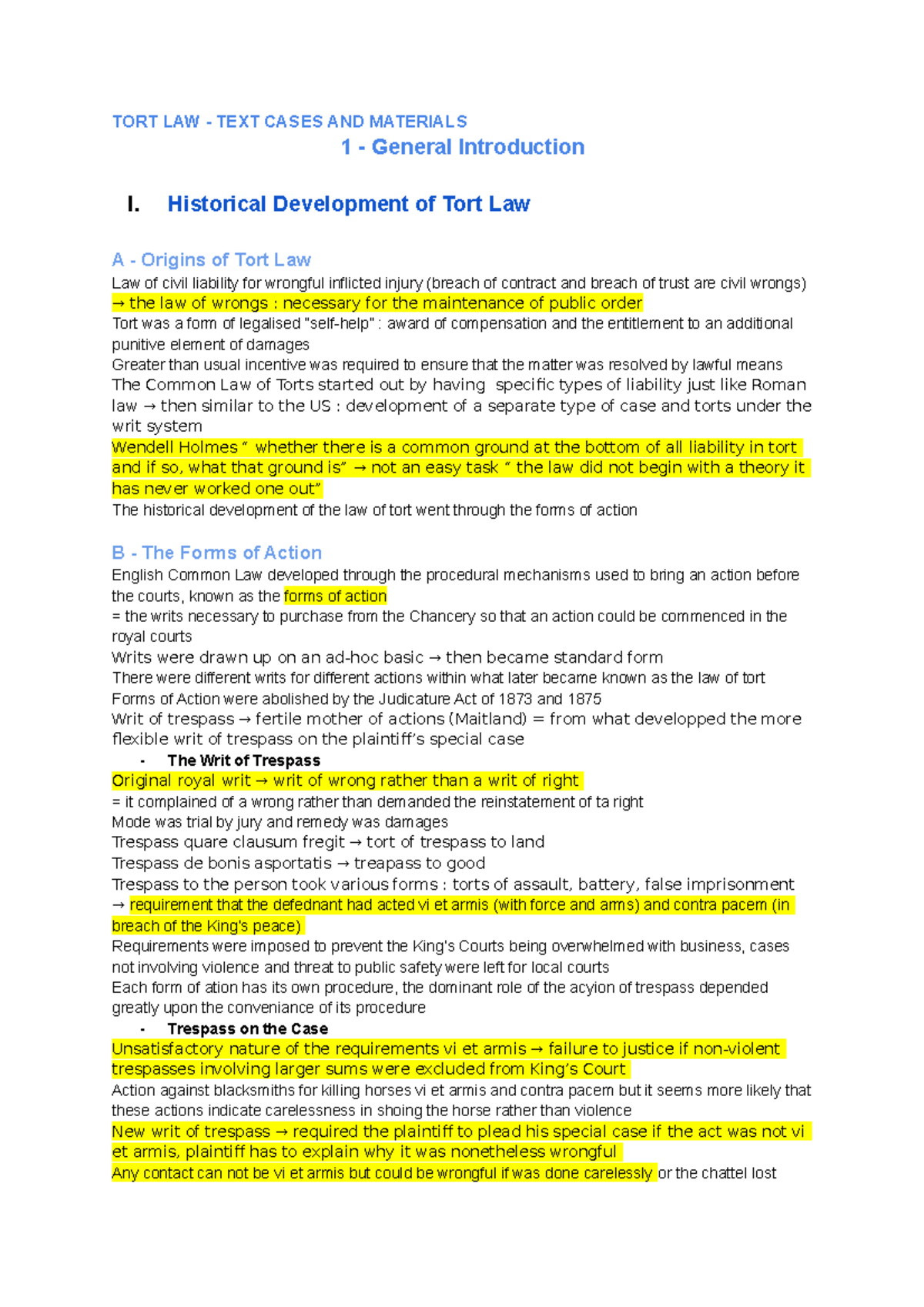 Lecture 1 Tort Law Revisions Tort Law Text Cases And Materials 1