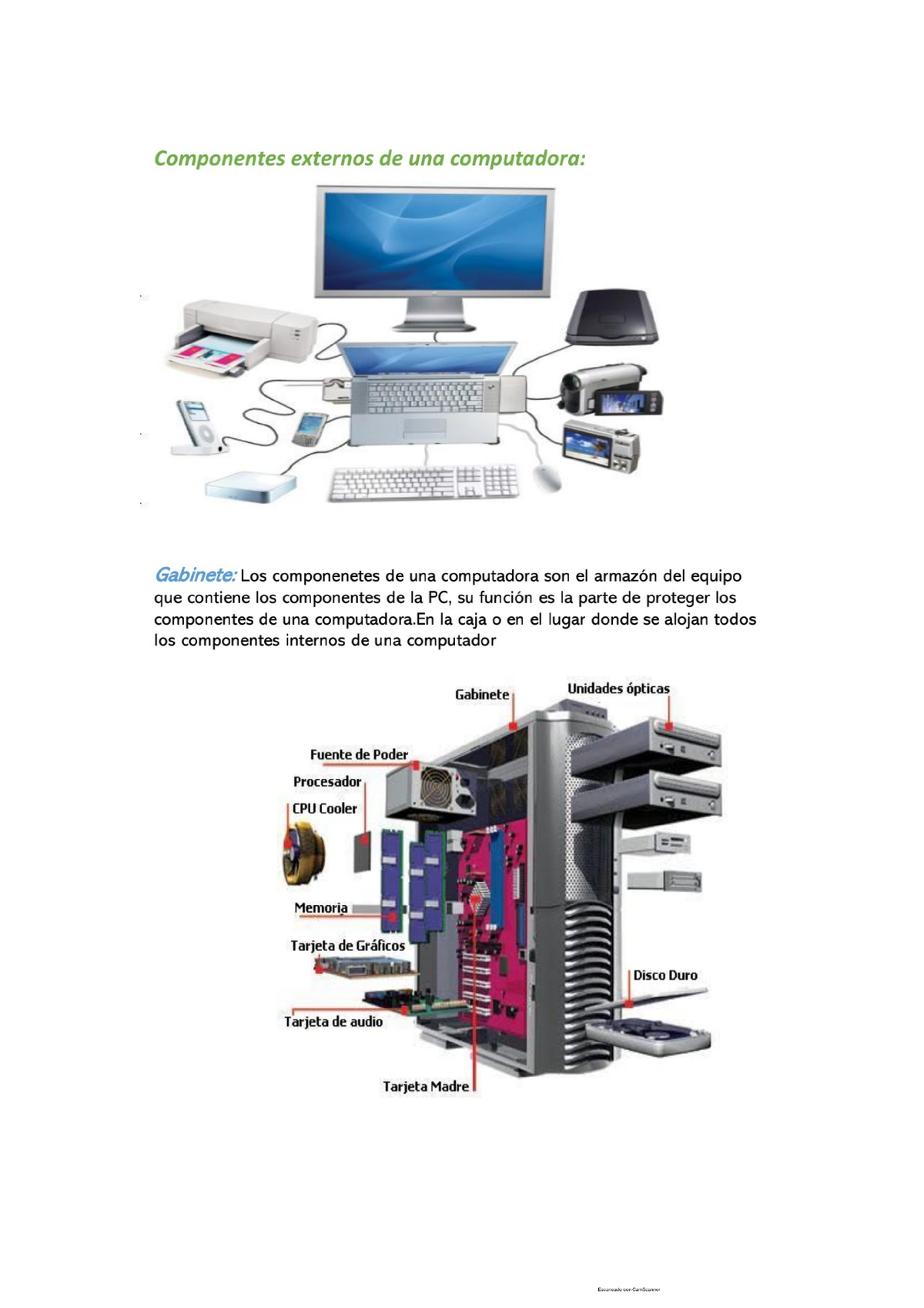 Componentes Externos Y Internos De Una Computadora Redes Studocu