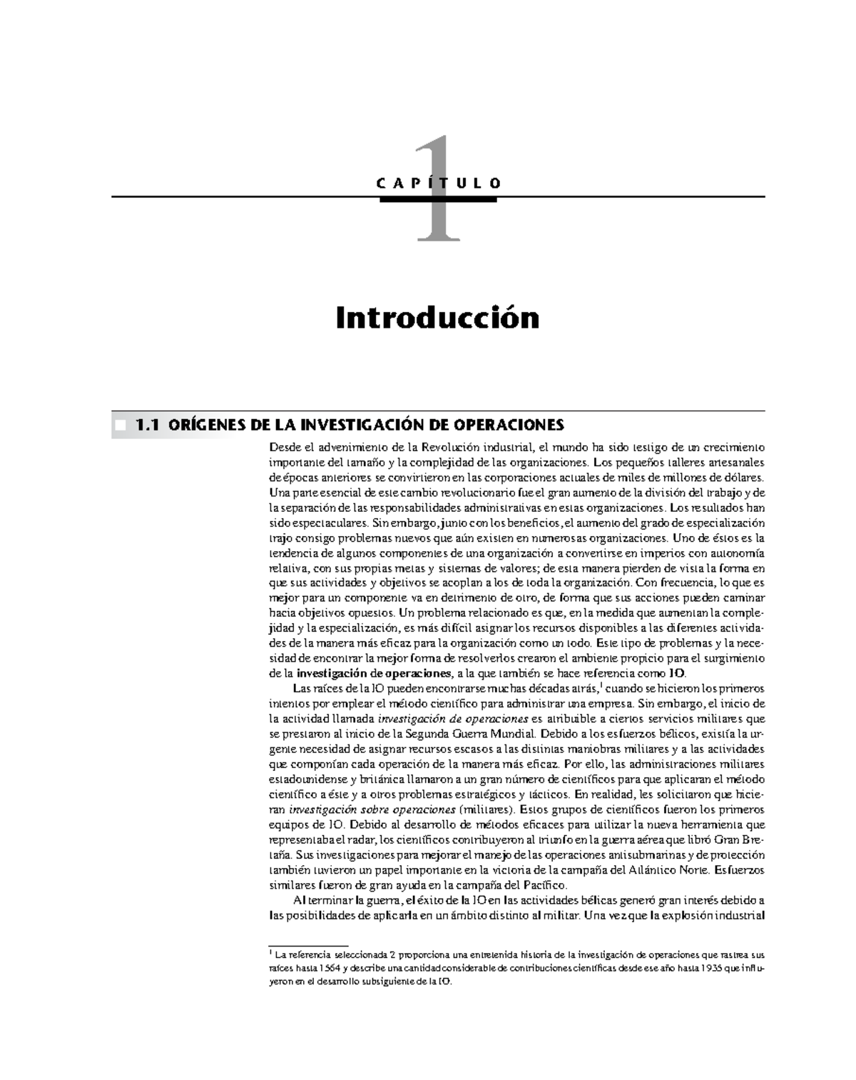 Capitulos 1 Y 2 Libro Hillier 1 Introducción 1 OrÍgenes De La