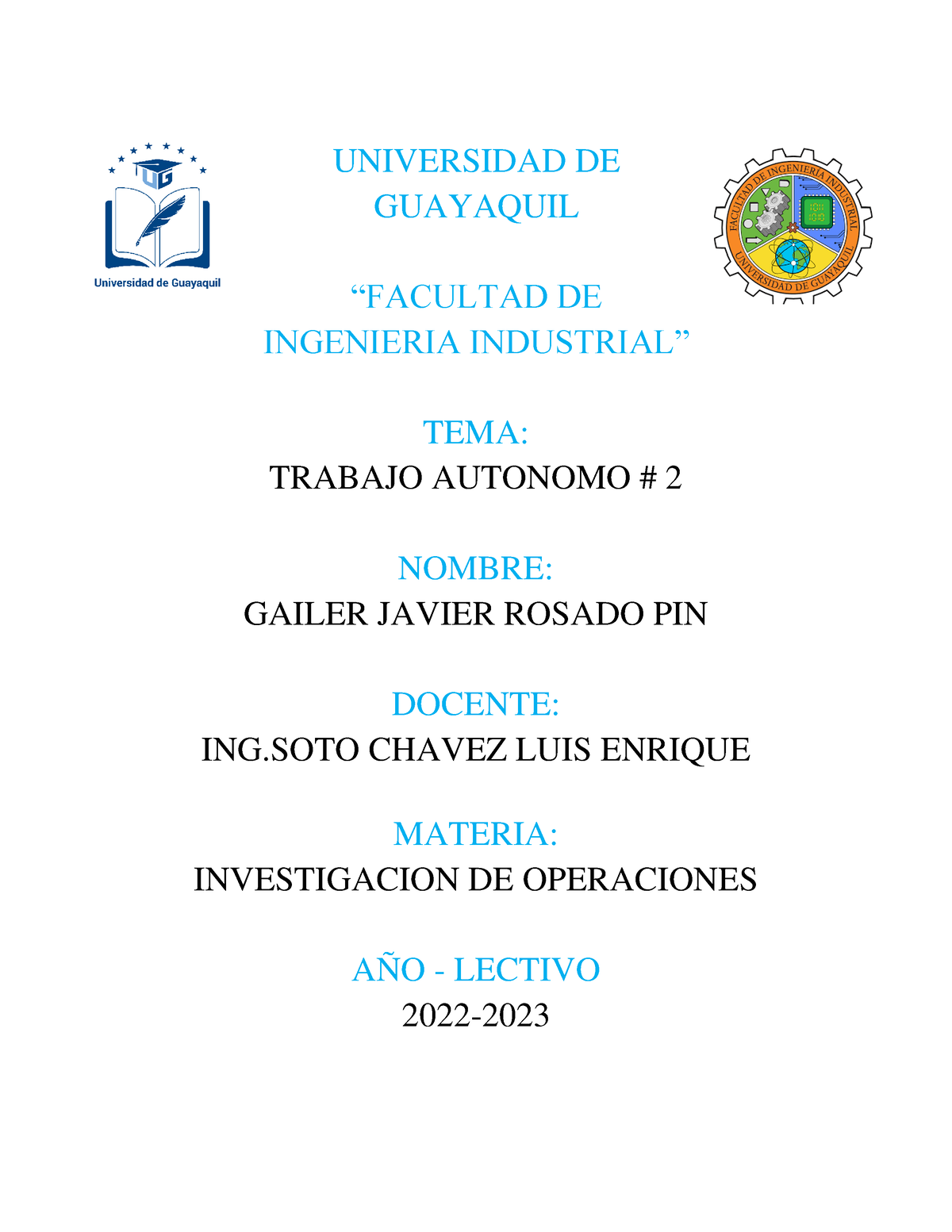 Inv Oper 5 7 Taf Rosado Pin Gailer 2 Universidad De Guayaquil