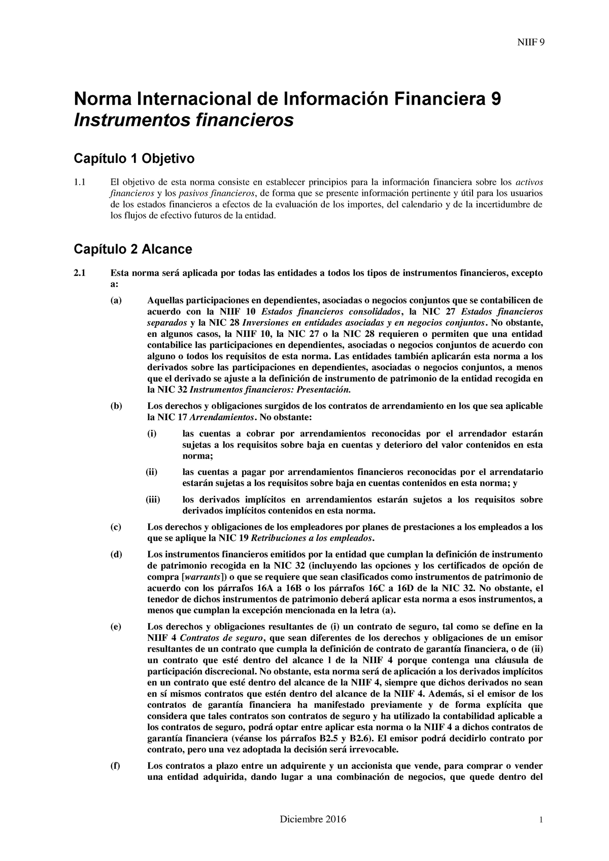 Norma Internacional De Información Financiera 9 Instrumentos