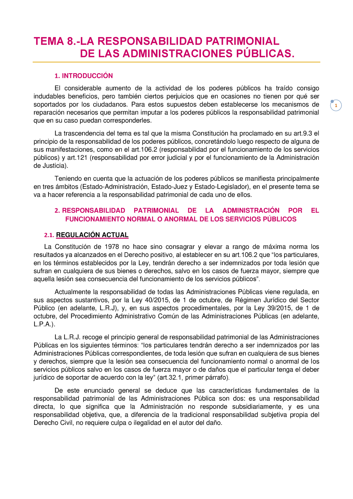 Tema 8 Responsabilidad Patrimonial De Las Administraciones Públicas