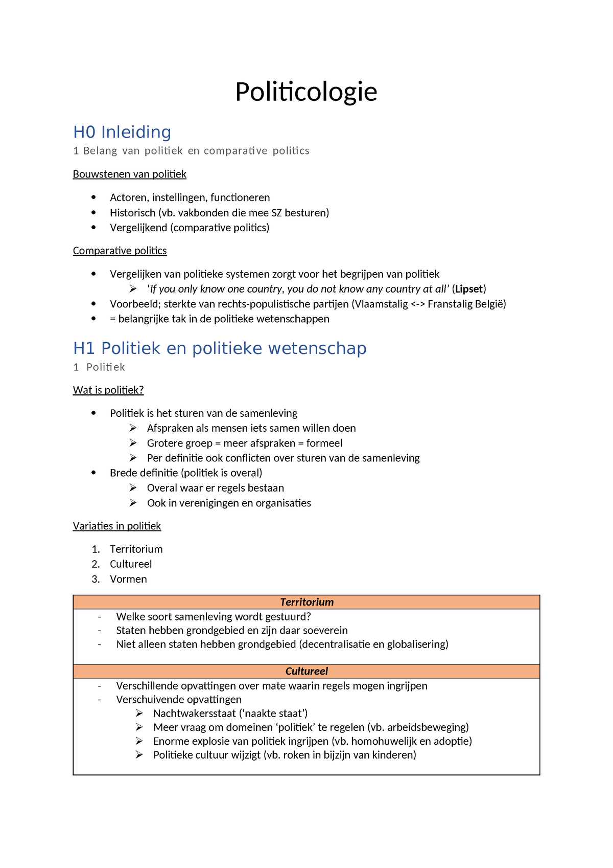 Samenvatting Politicologie 2022 2023 Politicologie H0 Inleiding 1