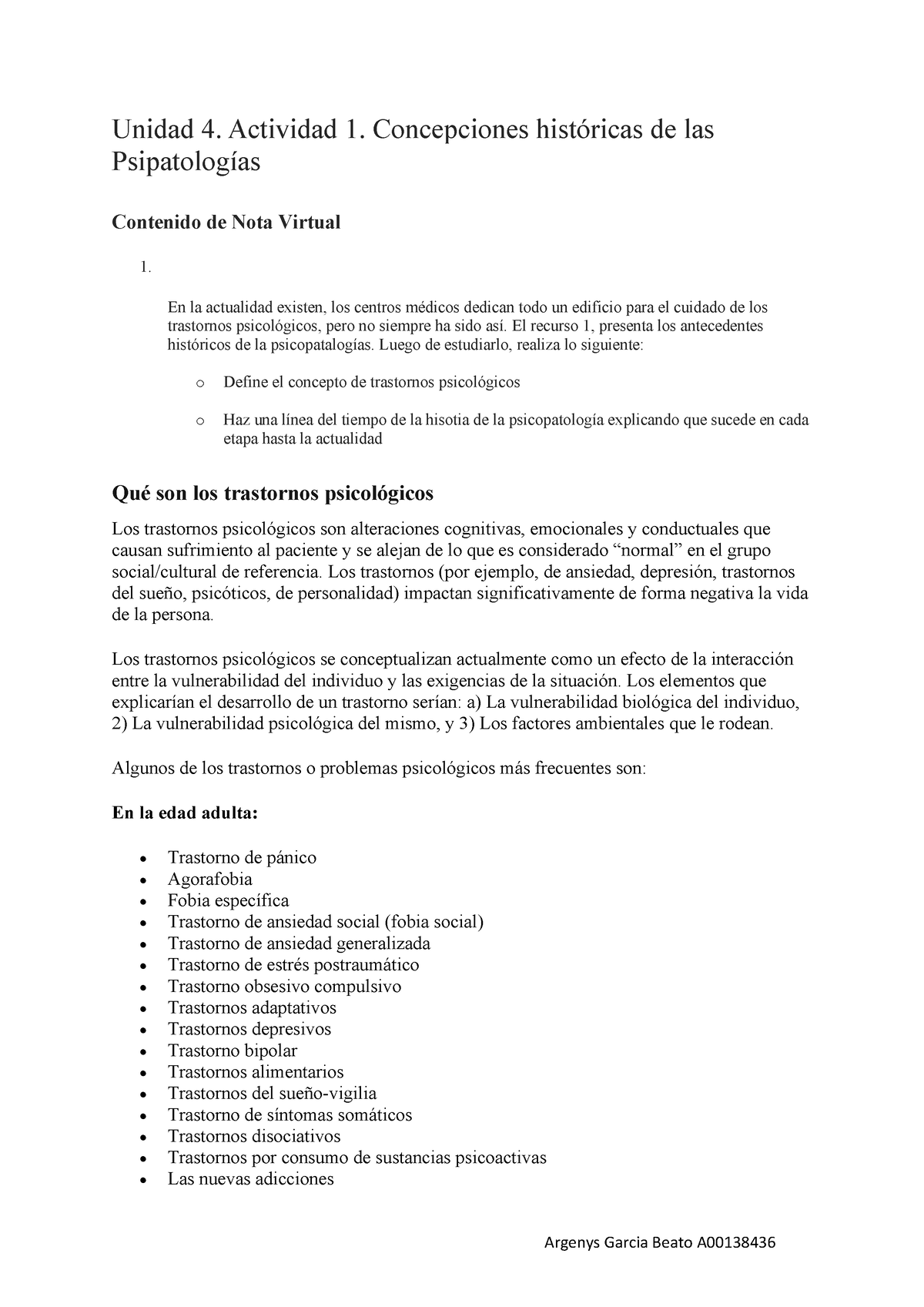 Garcia Argenys Unidad 4 Actividad 1 Concepciones Históricas De Las