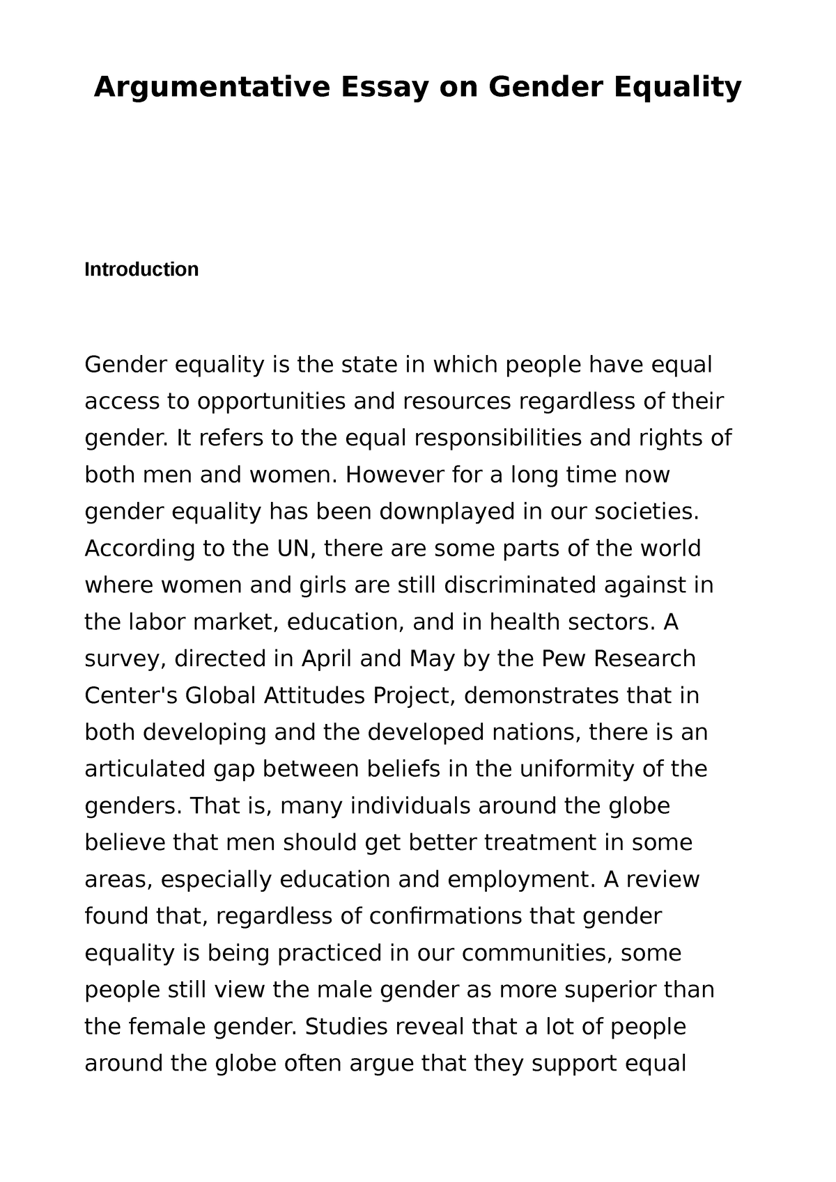 Essay Sample For Educational Purposes Argumentative Essay On Gender