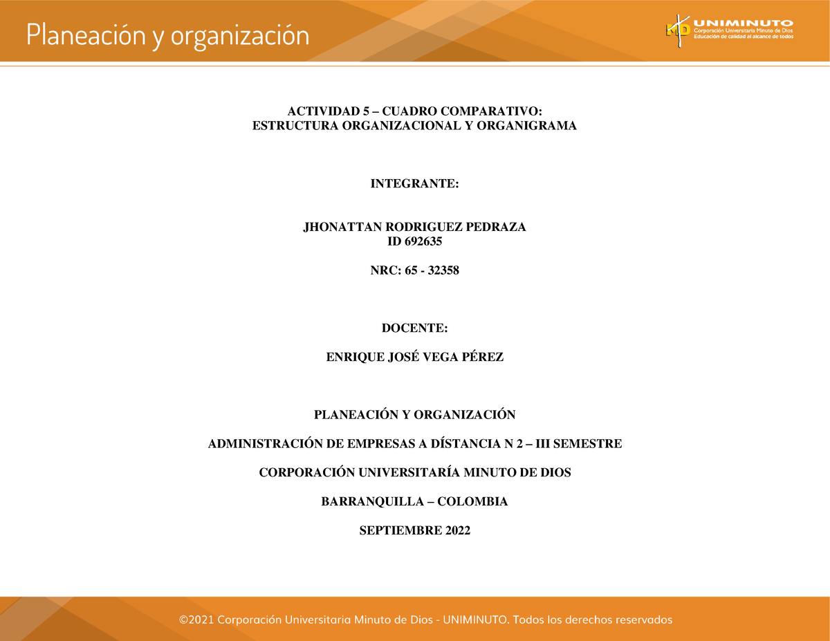 Planeacion L Actividad 5 Cuadro Comparativo Estructur