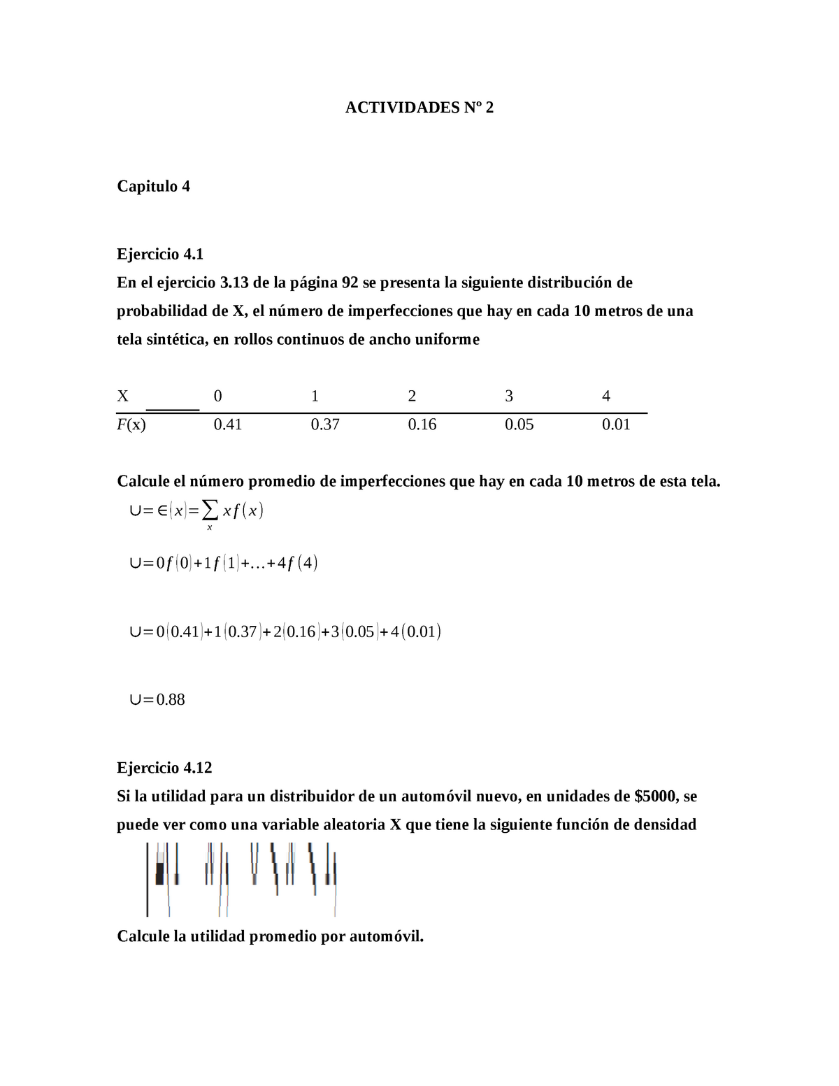 Tarea De Estadistica 2 Obligatorio Actividades Nº 2 Capitulo 4