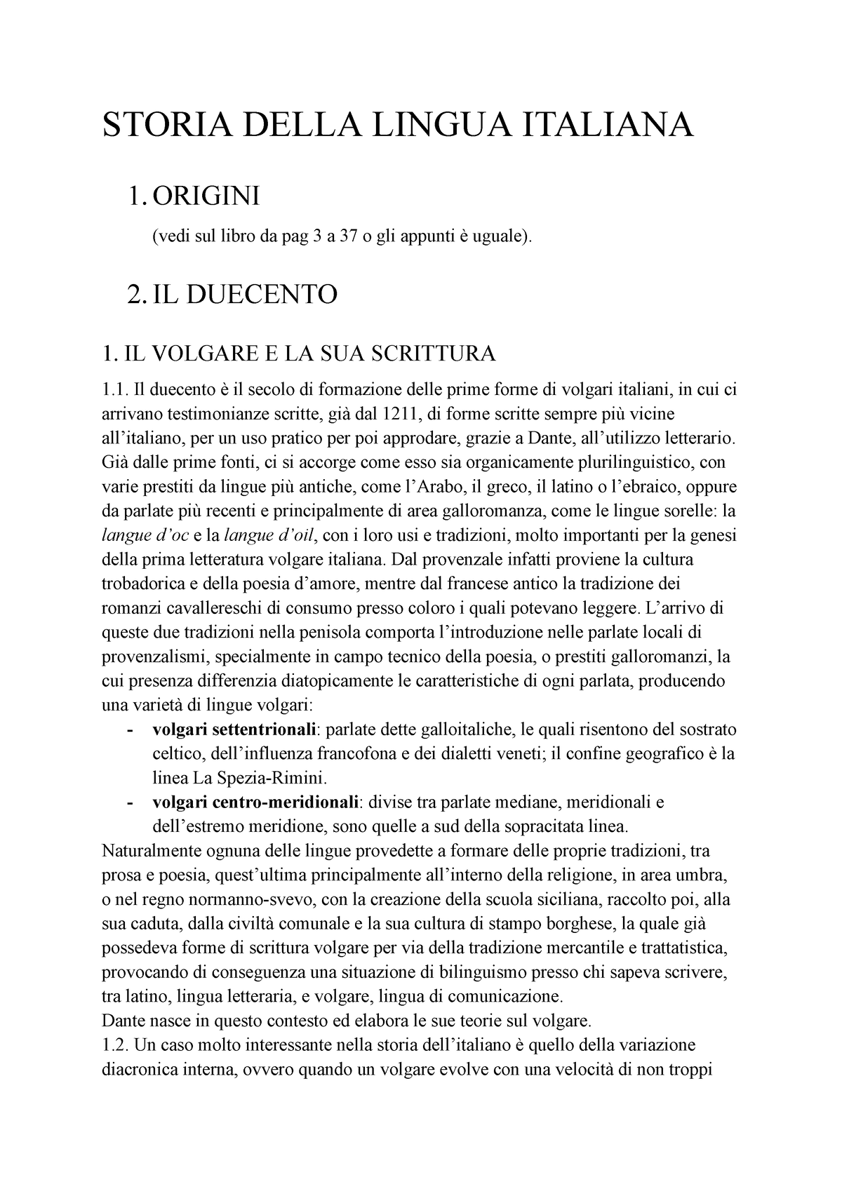 Storia Della Lingua Italiana Storia Della Lingua Italiana 1 Origini