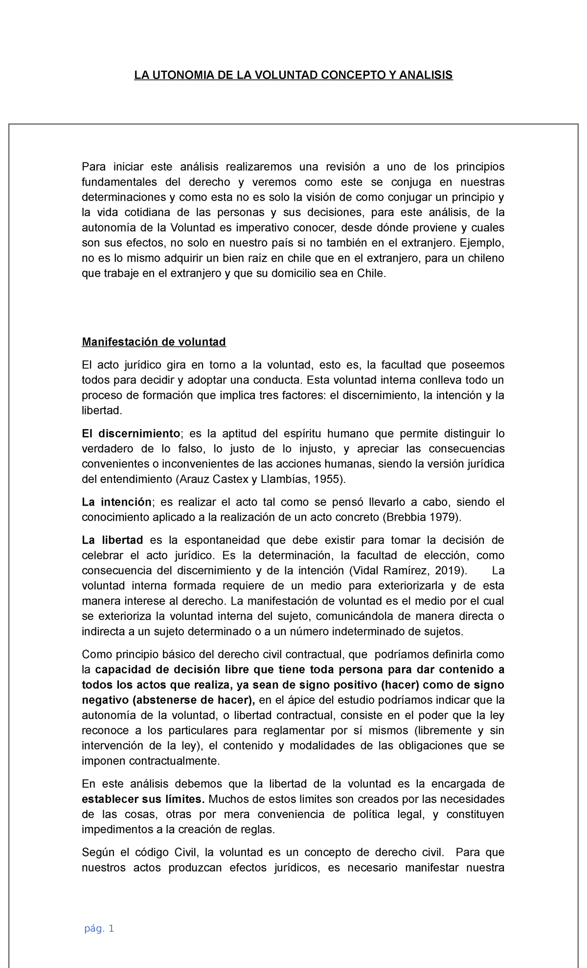 La Autonomía De La Voluntad Concepto Y Análisis La Utonomia De La