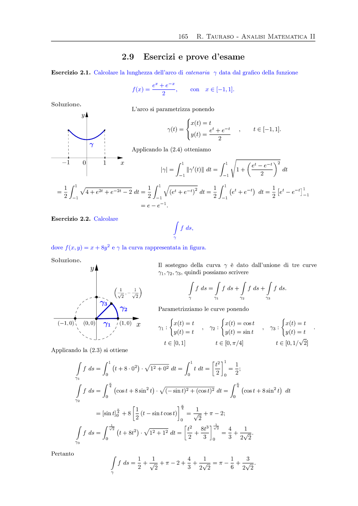 Esercizi In Preparazione Allesame Integrali Curvilinei Analisi