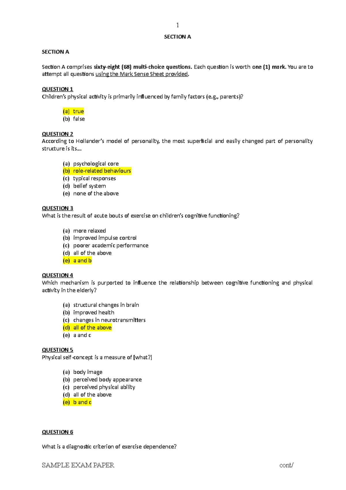 Xnb175 Exam Questions Section A Section A Section A Comprises Sixty