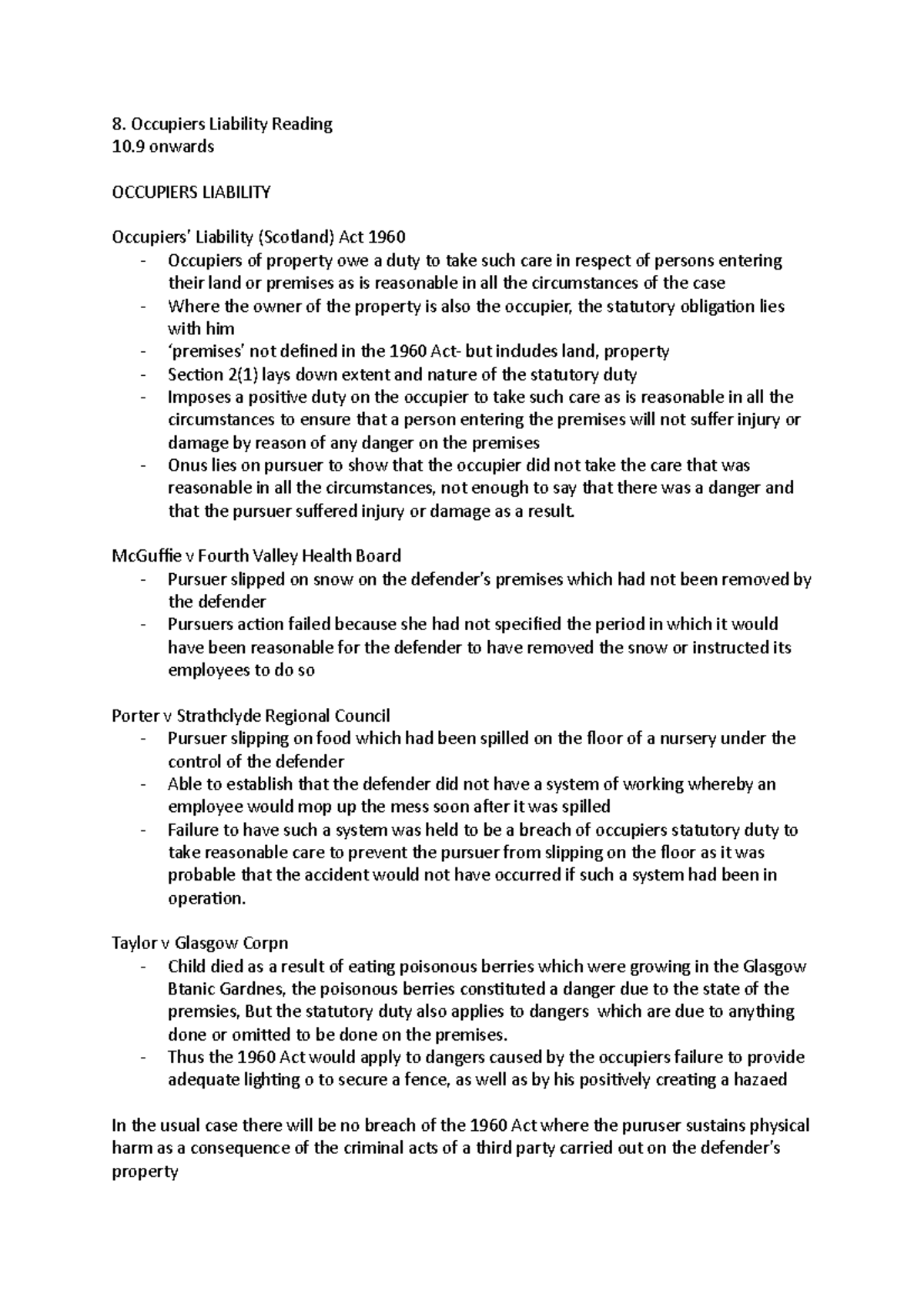 8 Occupiers Liability Reading Occupiers Liability Reading 10 Onwards