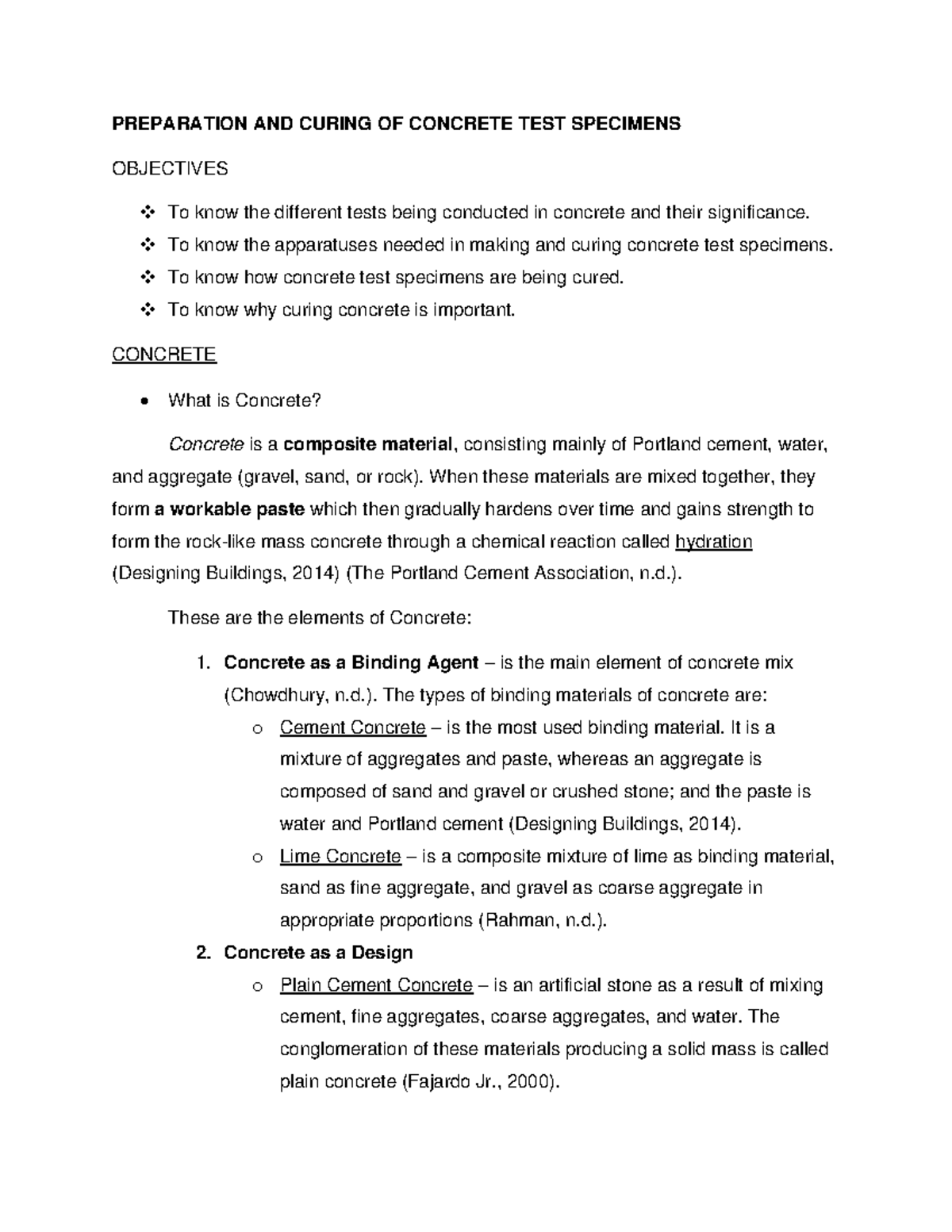 Lesson 5 Preparation And Curing Of Concrete Test Specimens