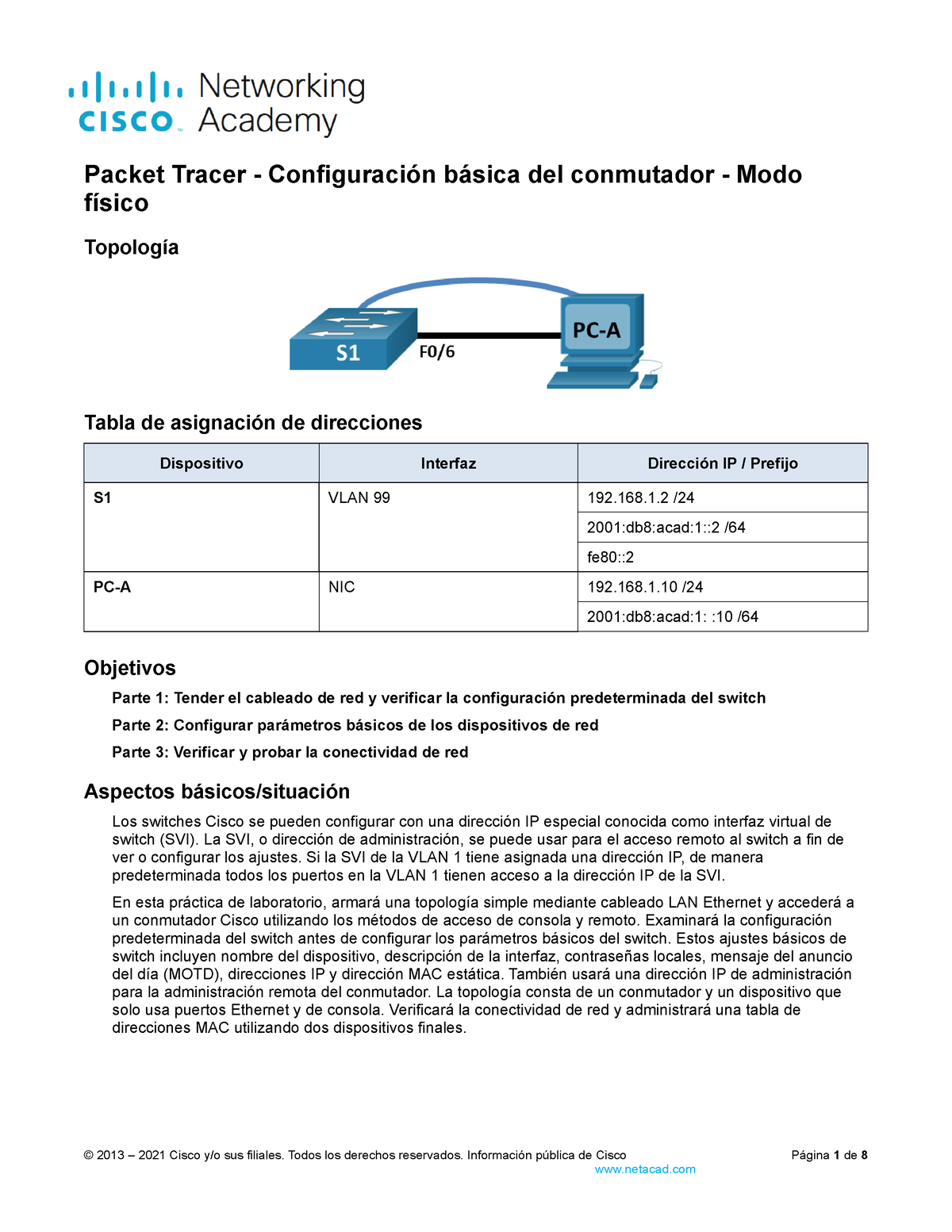 117 Packet Tracer Basic Switch Configuration Physical Mode