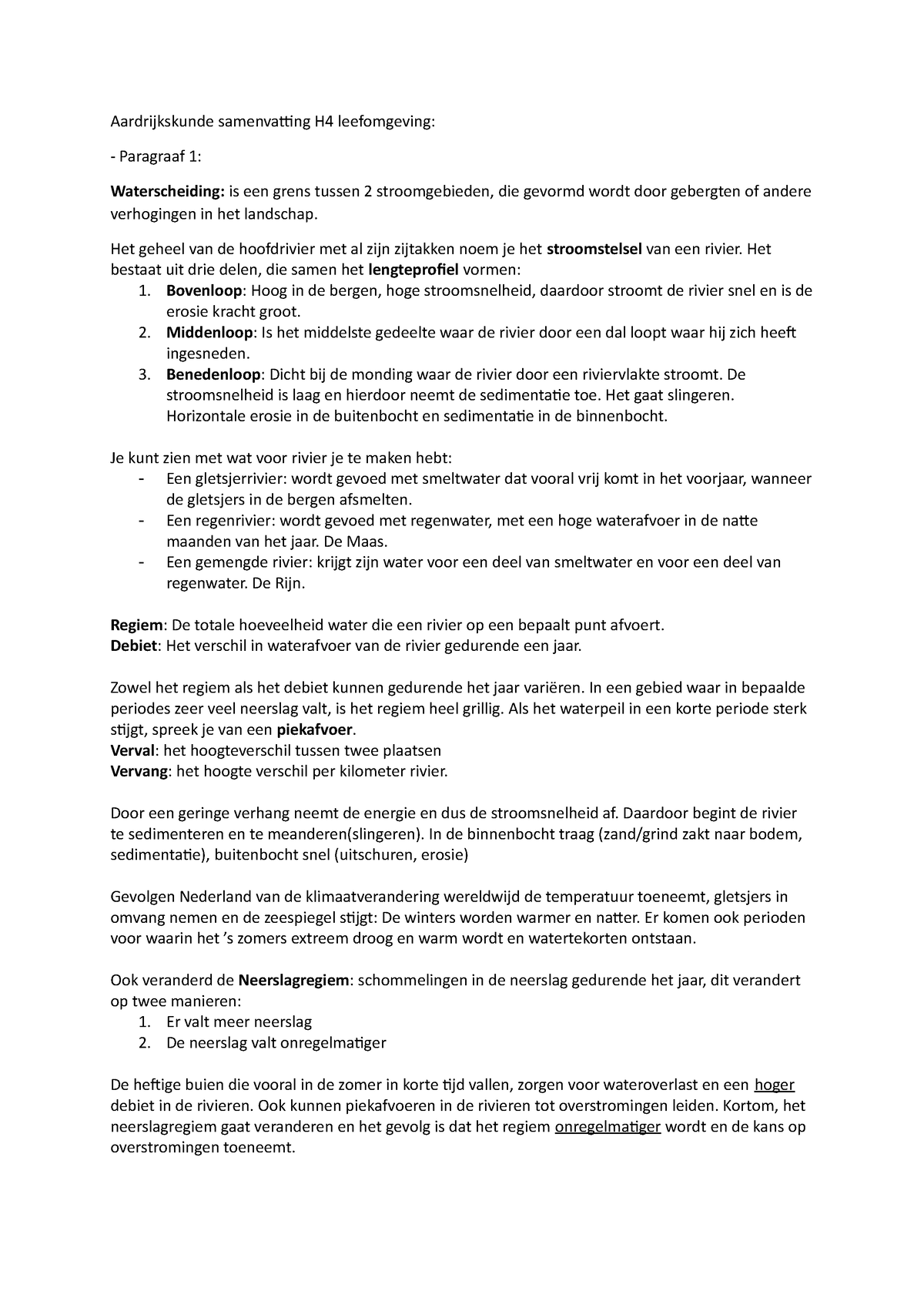 Ak Samenvatting H4 Havo 4 Aardrijkskunde Samenvatting H4 Leefomgeving