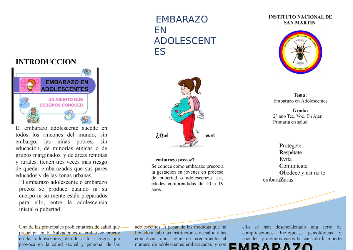 Triptico Embarazo 1 Cienciaaa Embarazo En Adolescent Es