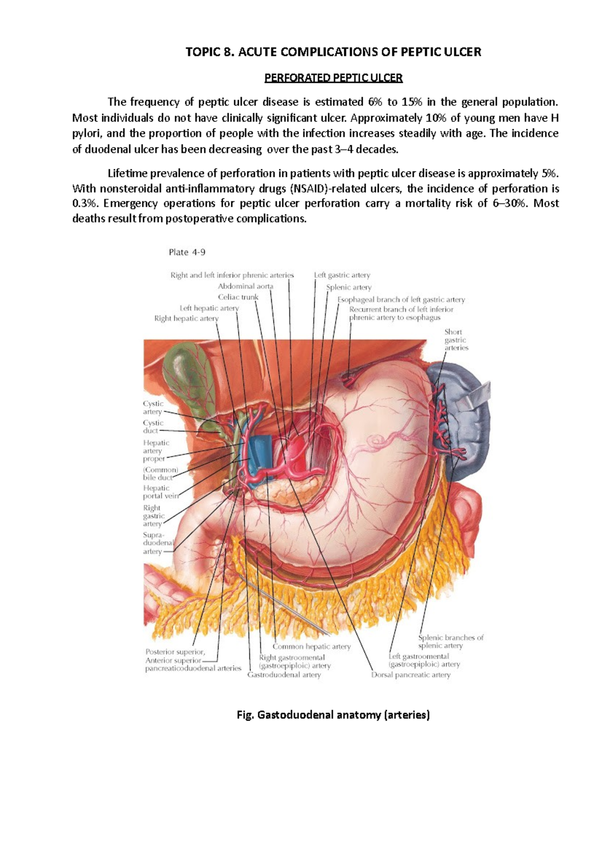 Topic 8 Acute Complications Of Peptic Ulcer Topic 8 Acute