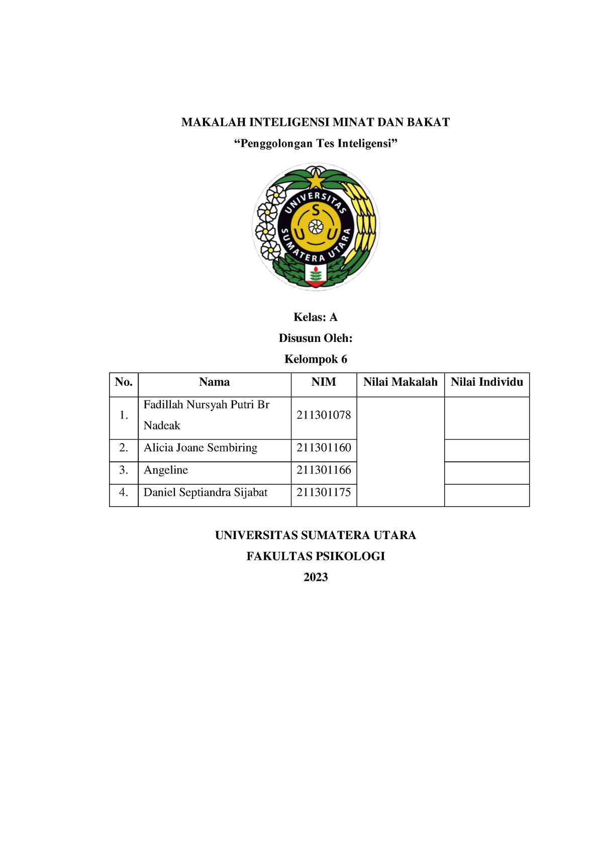 Imba Kelompok 6 Makalah Makalah Inteligensi Minat Dan Bakat