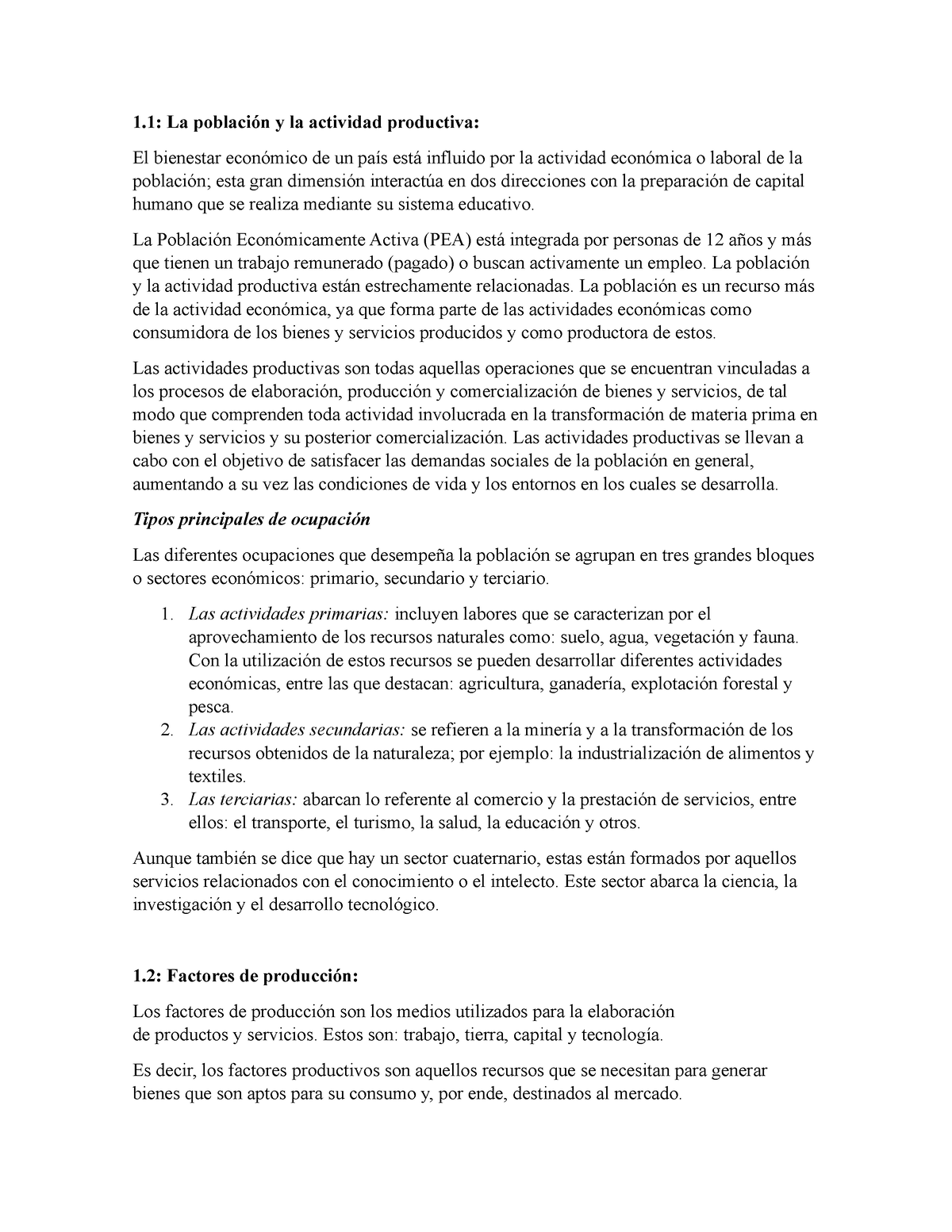 11descripción Del Sistema Económico 1 La Población Y La Actividad