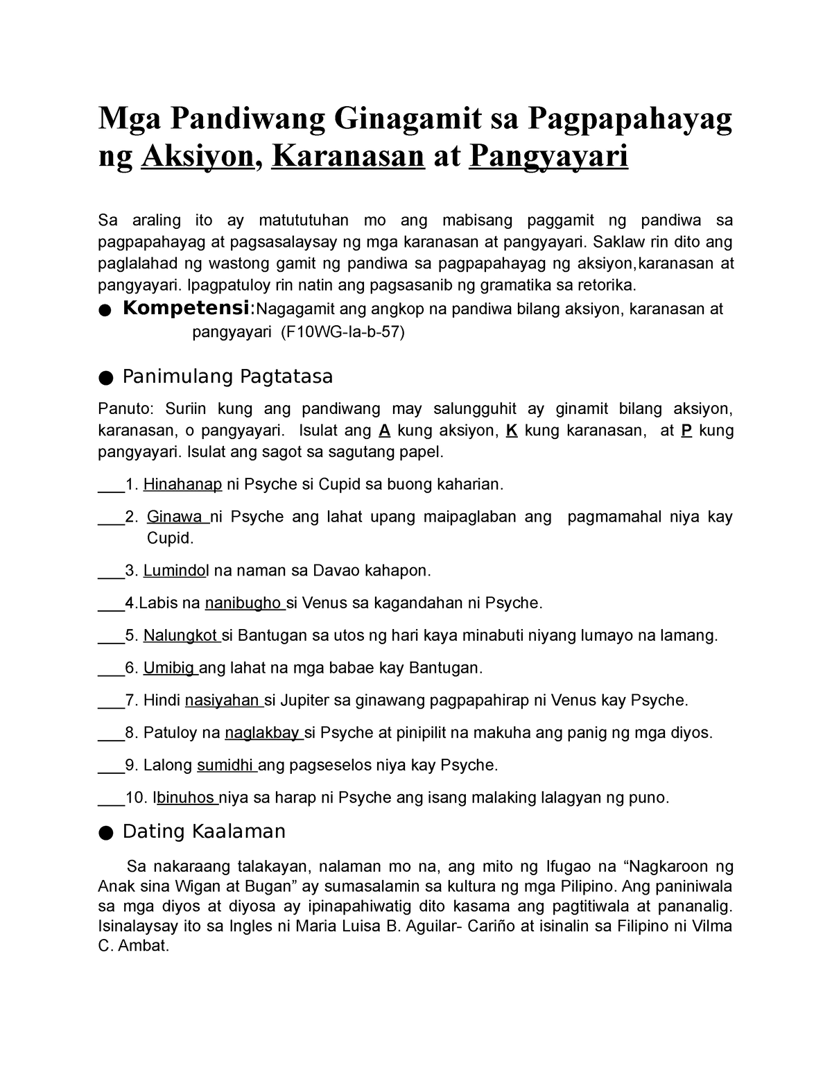 Mga Halimbawa Ng Aksyon Na Pandiwa Kapuri Aksyon