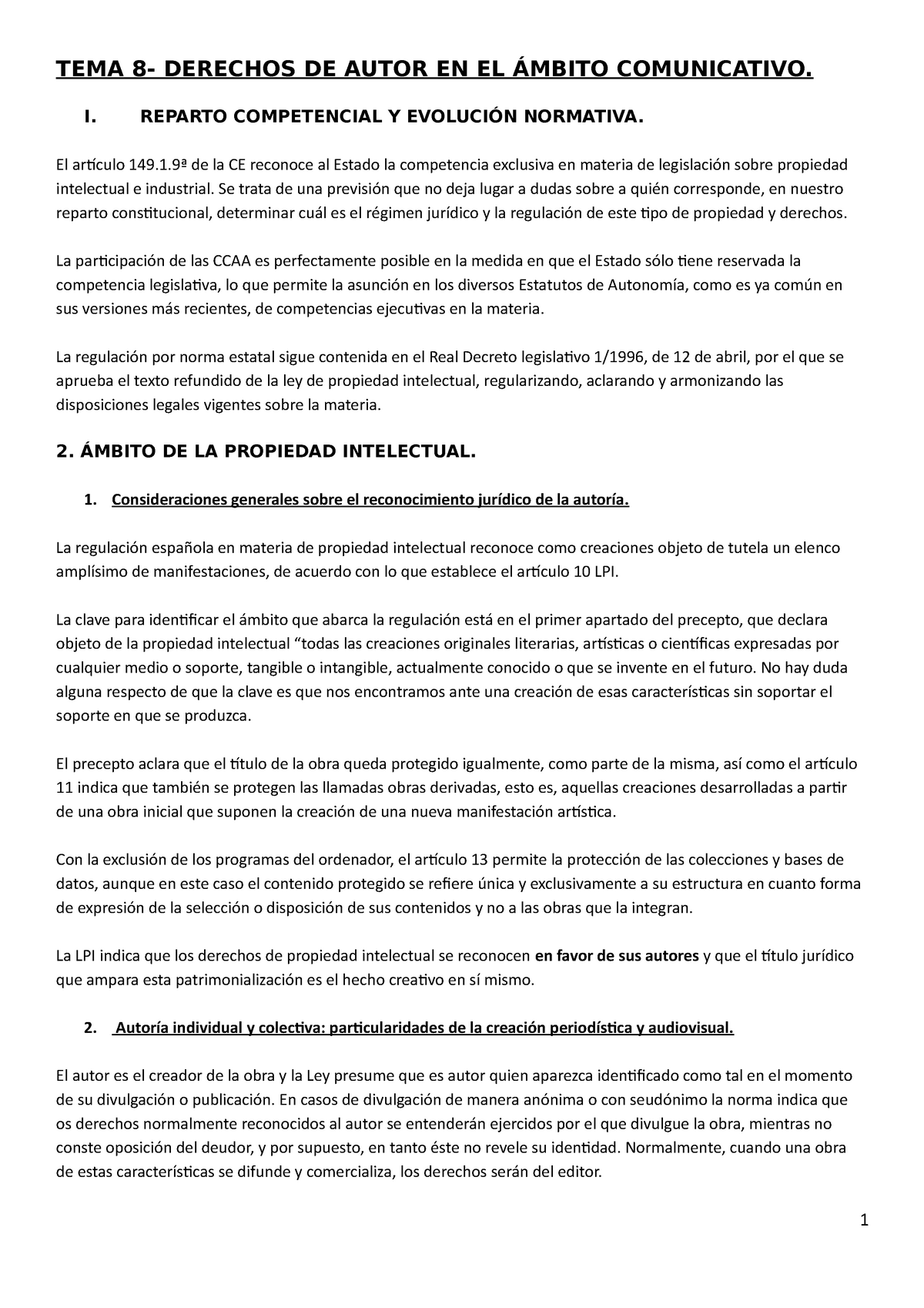 Wuolah Free Tema 8 Optativa Tema 8 Derechos De Autor En El Ámbito